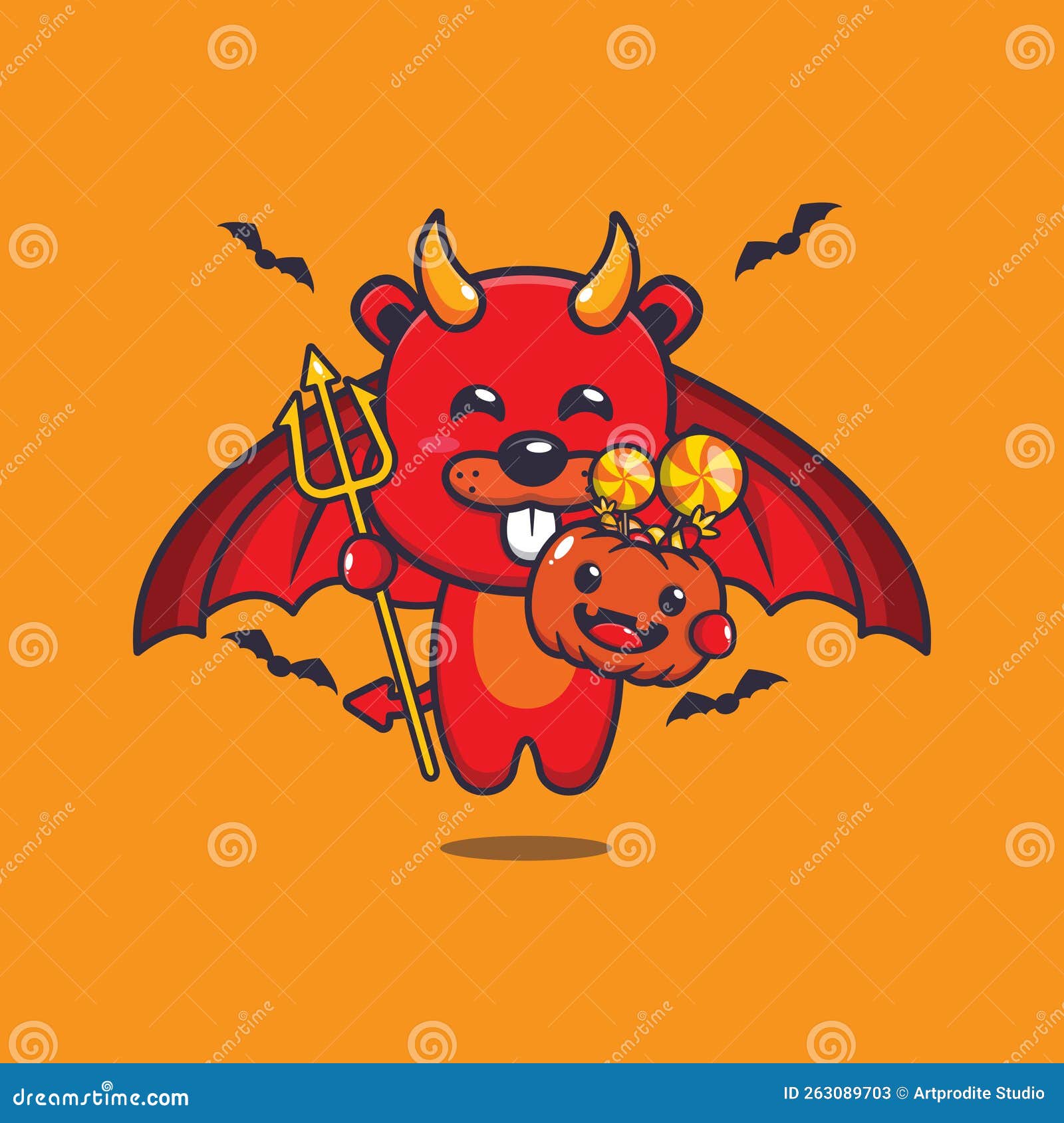 Devil Beaver in Halloween Day. Stock Vector - Illustration of lake ...