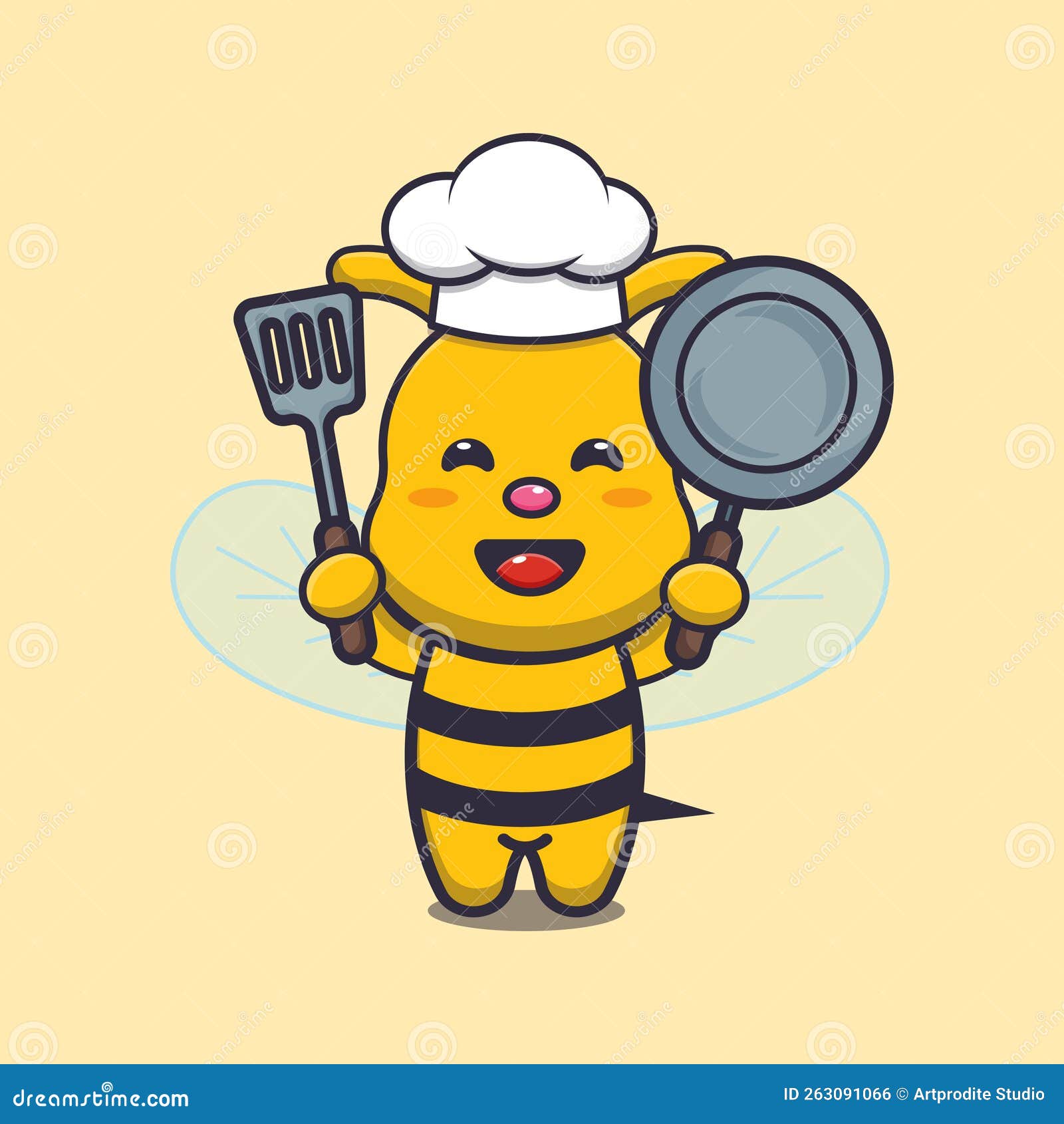 Cute Chef Bee Mascot Cartoon Character. Vector Illustration ...