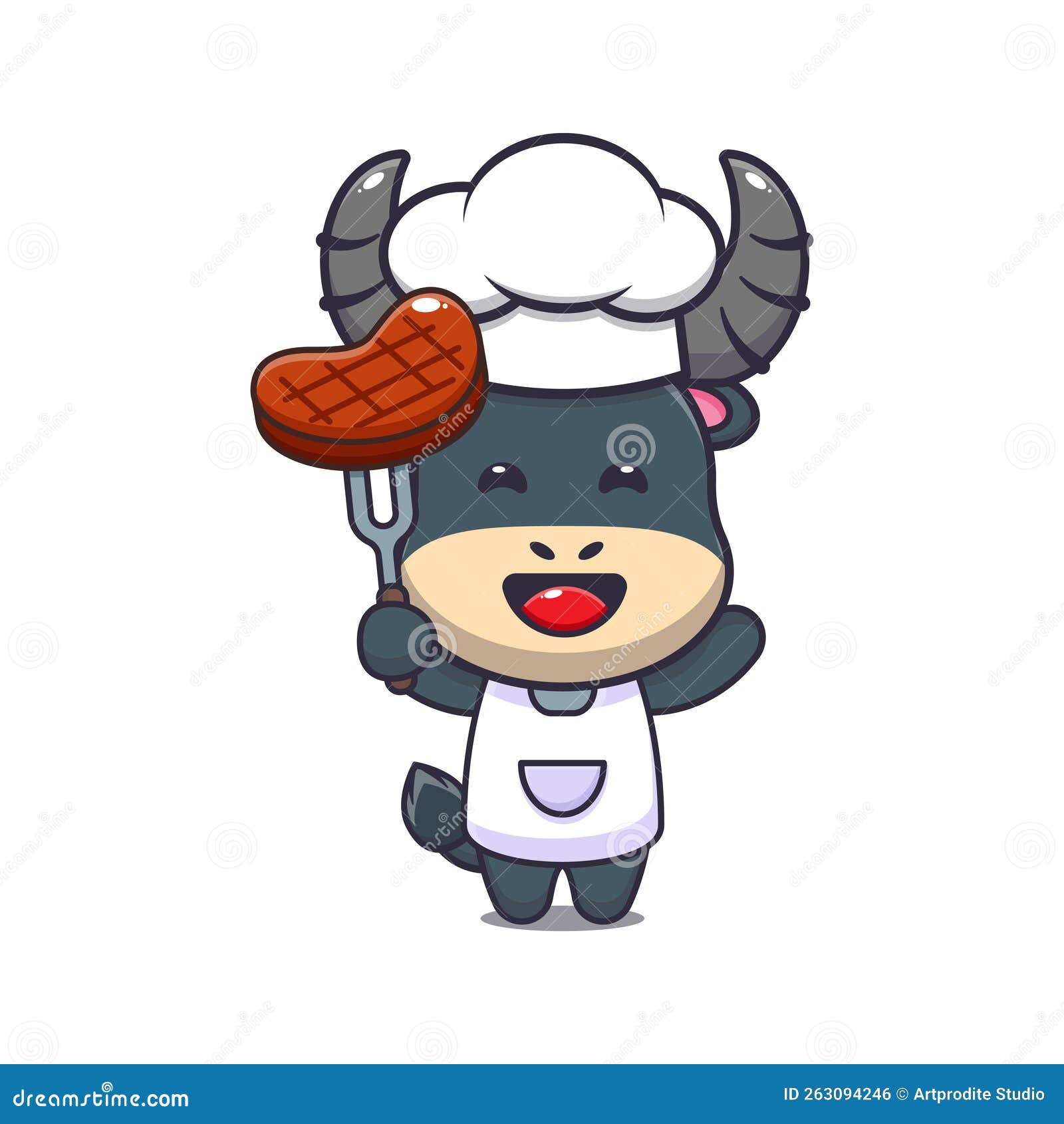 Buffalo Chef Cook Hat. Restaurant Logo. Bison Mascot Head. Animal ...