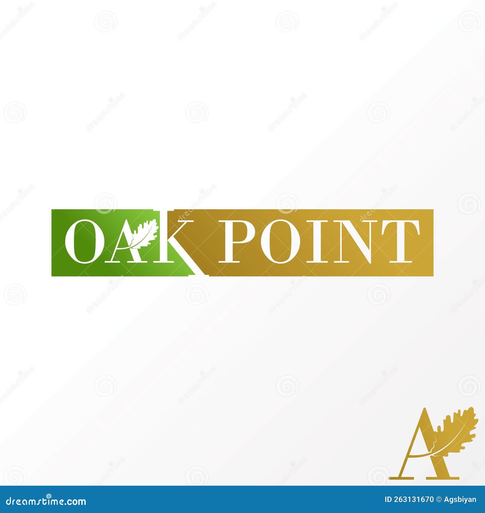 Unique Letter or Word OAK POINT Serif Font with Leaf. Related To Nature ...