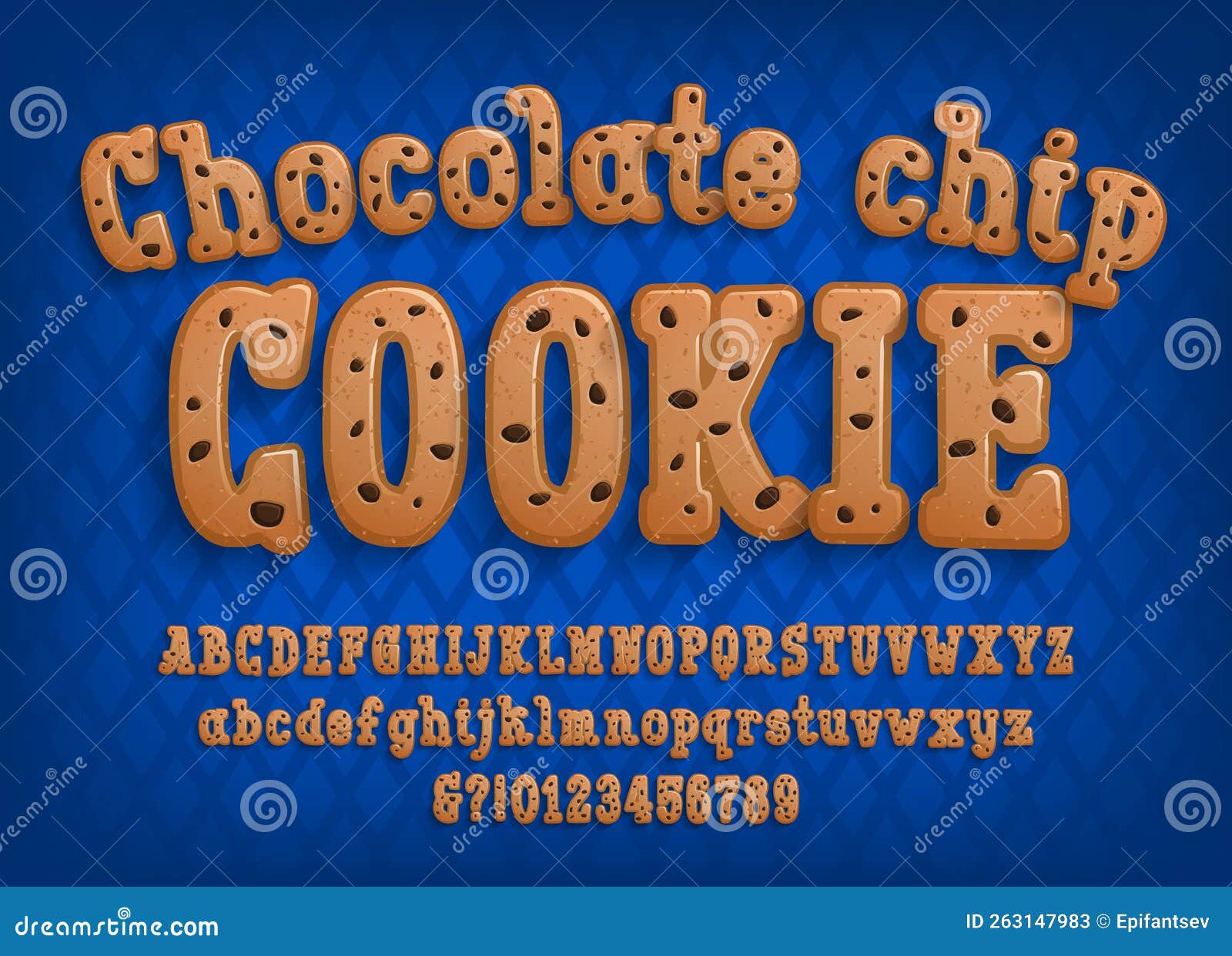 Chocolate Chip Cookie Alphabet Font. Cartoon Cookie Letters and Numbers ...