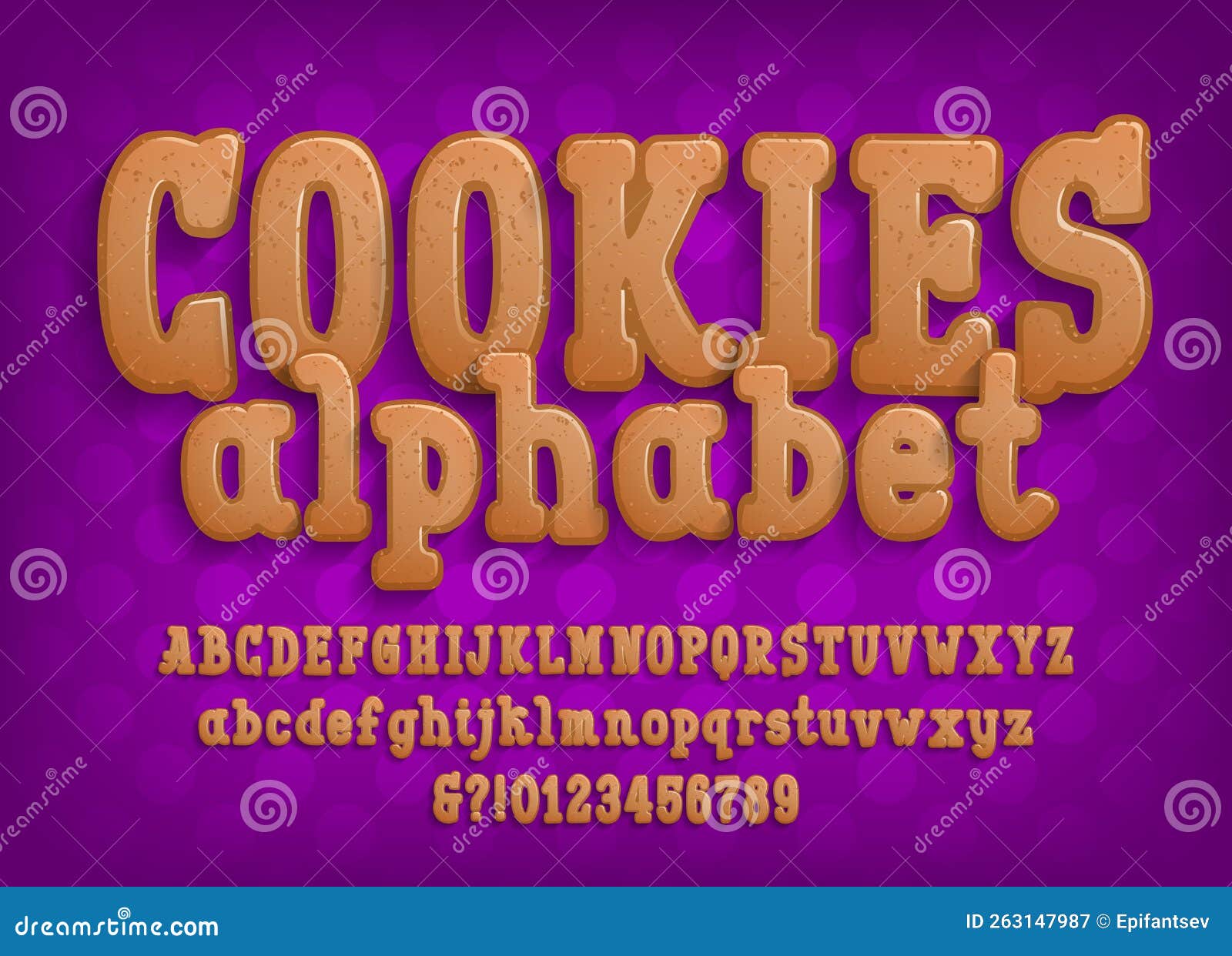 Cookies Alphabet Font. Cartoon Cookie Letters and Numbers Stock Vector ...