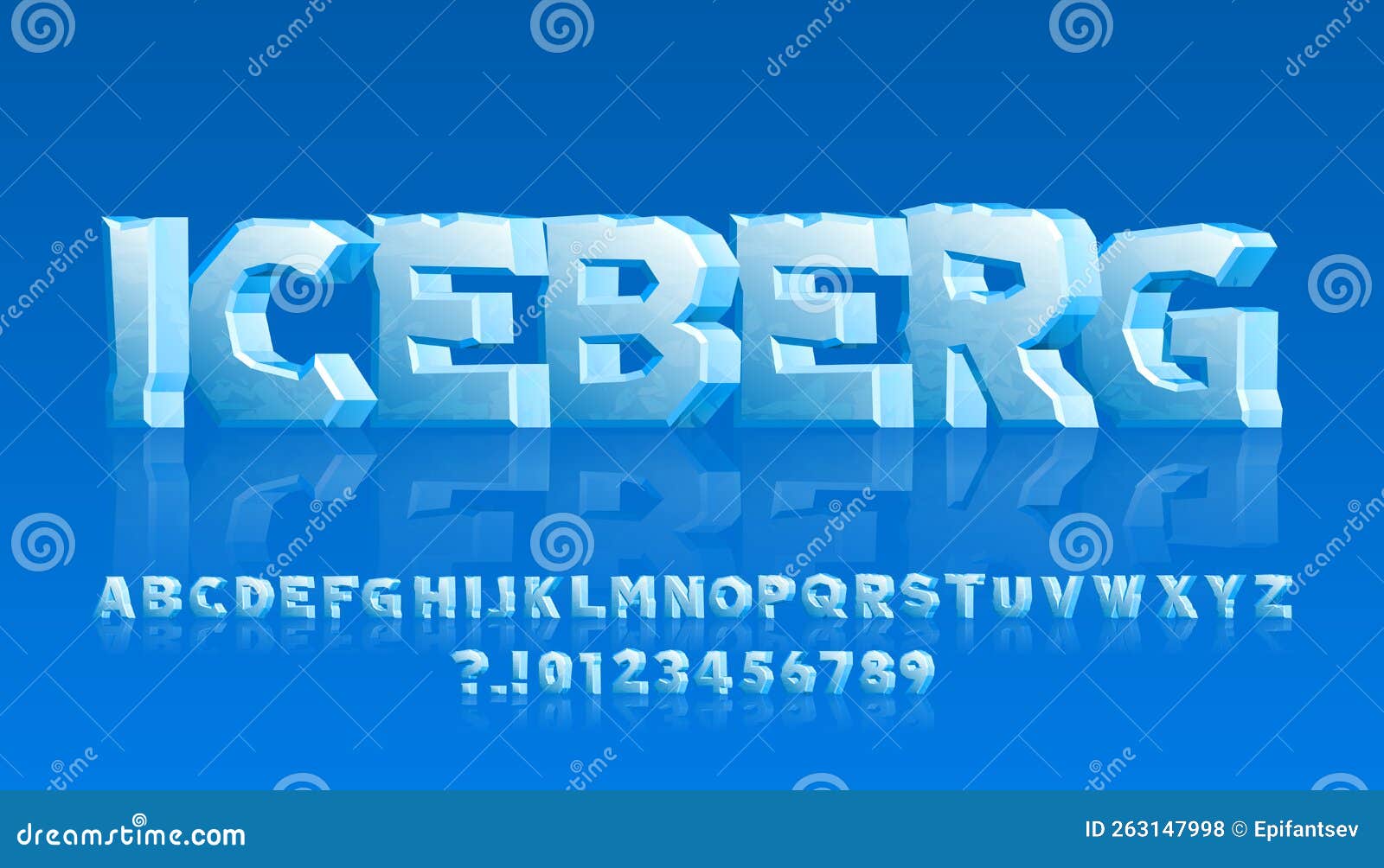 Iceberg Alphabet Font. 3D Cartoon Ice Letters and Numbers with ...