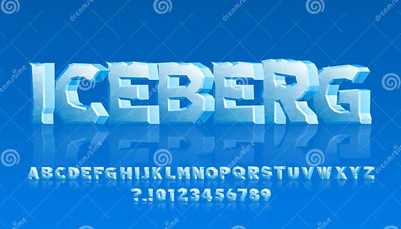 Iceberg Alphabet Font. 3D Cartoon Ice Letters and Numbers with ...