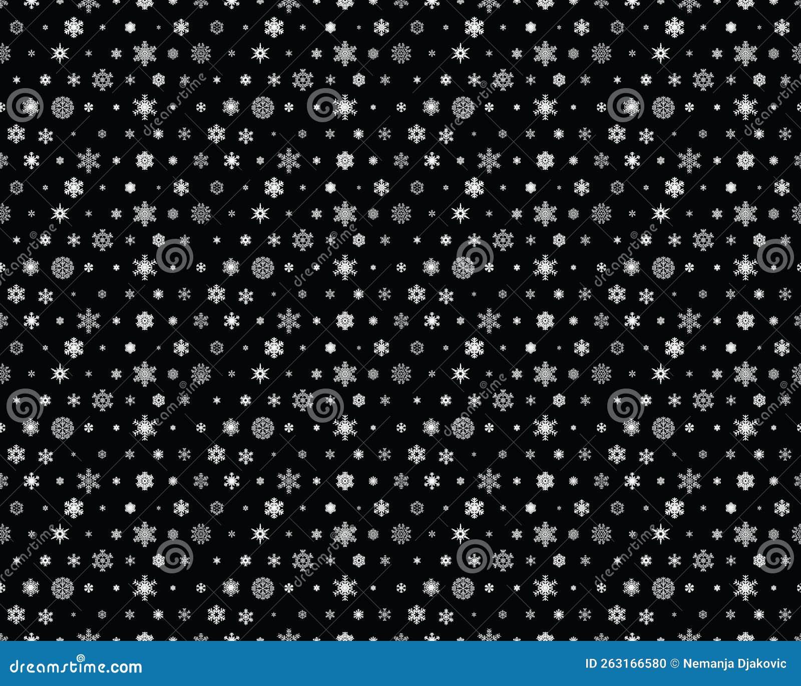 Seamless Pattern of White Snowflakes Stock Illustration - Illustration ...