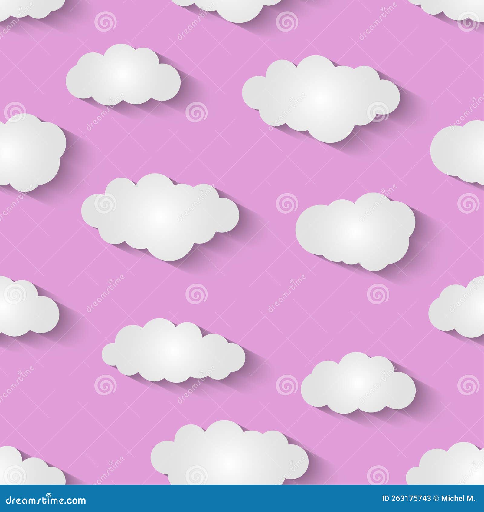 Cute Paper Clounds Colage Vector Background Pattern Seamless Stock ...