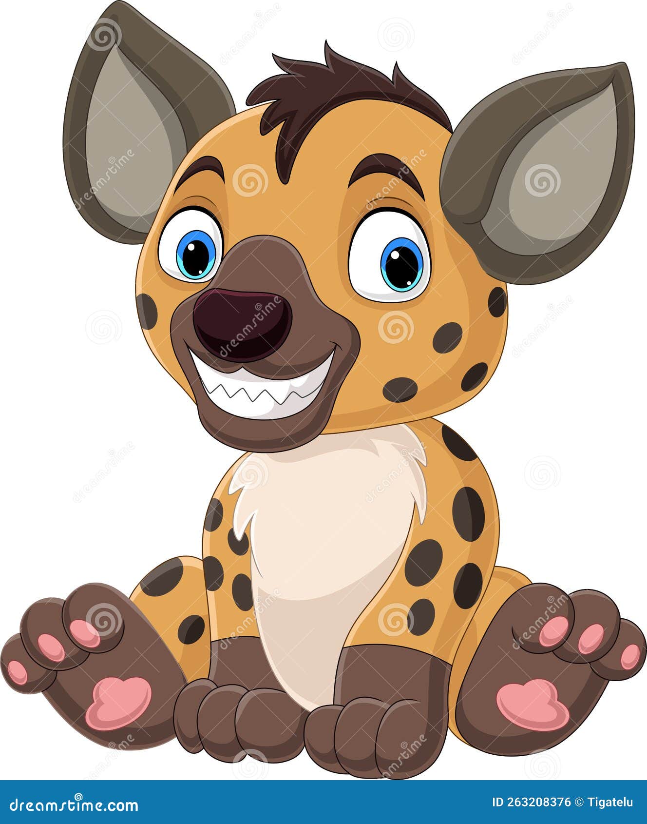 Cartoon Cute Hyena on White Background Stock Vector - Illustration of ...