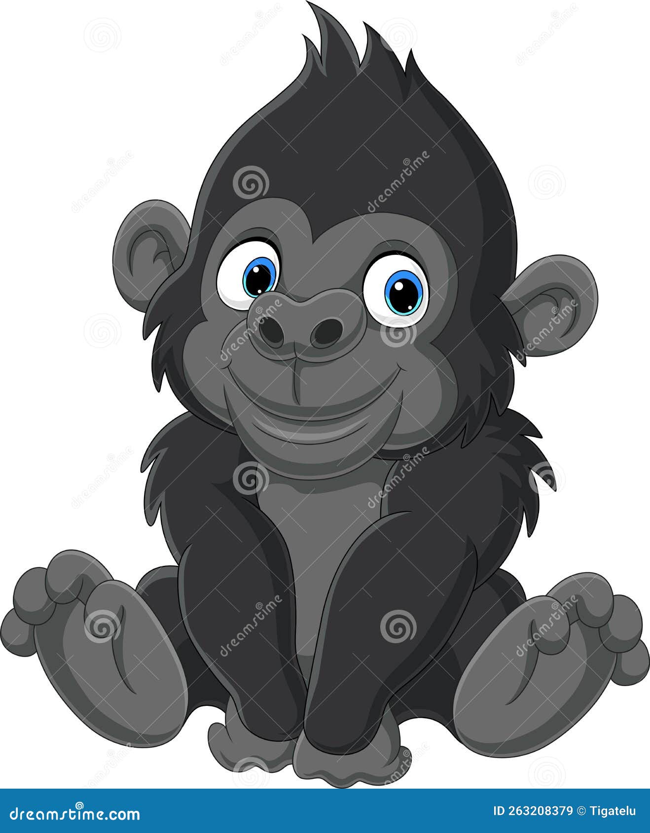Cartoon Cute Baby Gorilla Sitting Stock Vector - Illustration of chimp ...