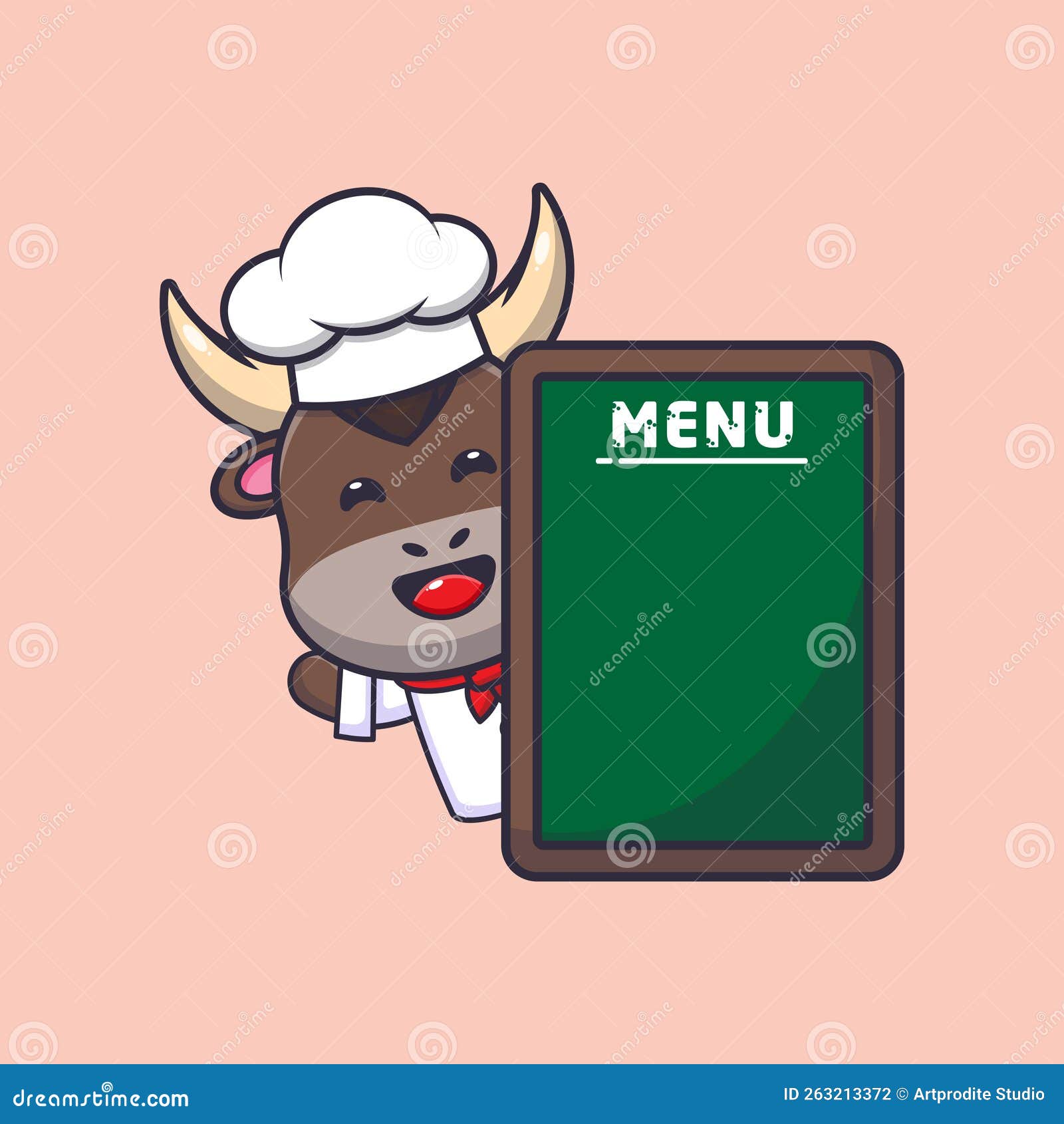 Chef Bull Cartoon Character With Burger Food Logo Vector Illustration ...