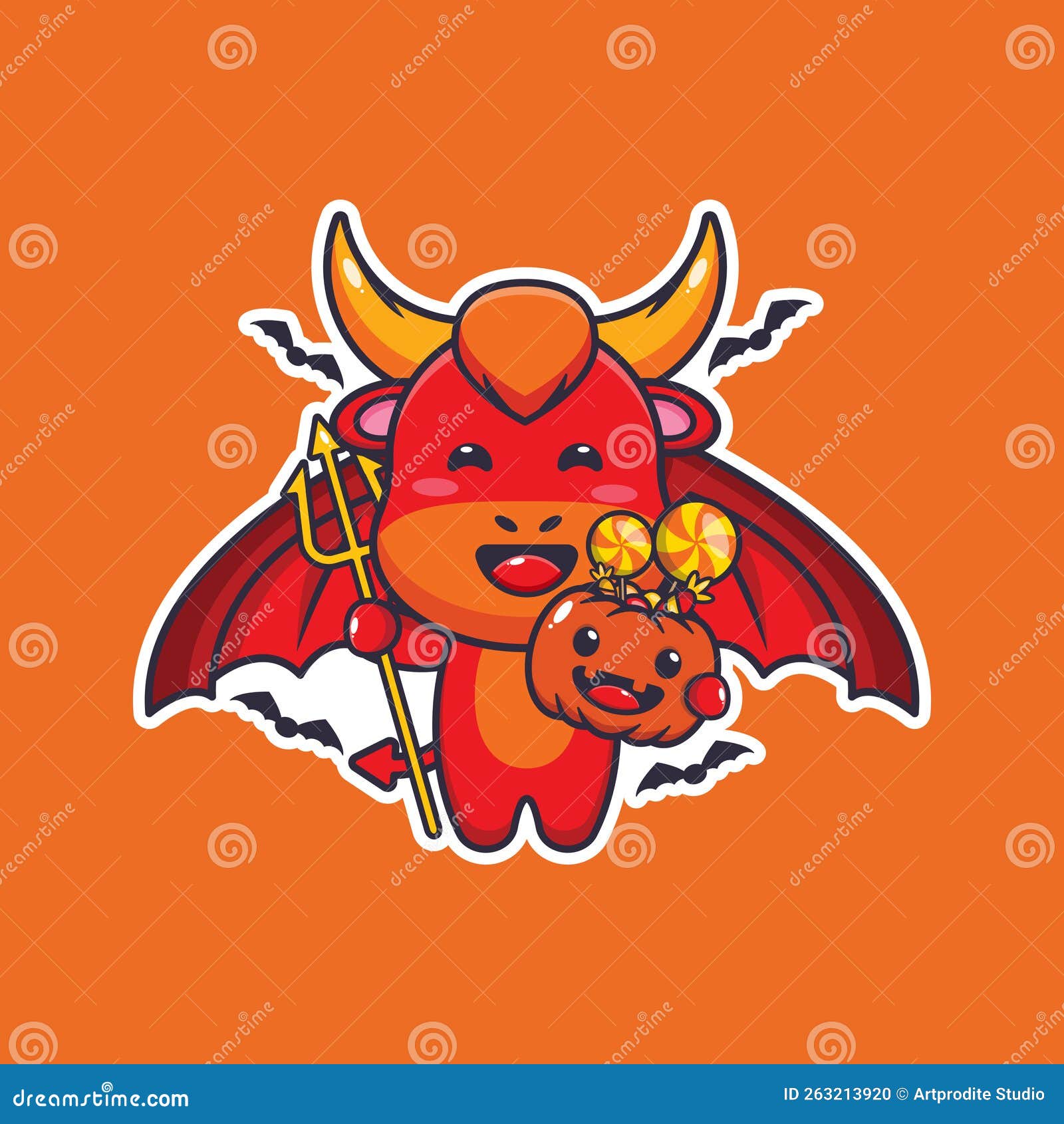 Devil Bull in Halloween Day Stock Vector - Illustration of colorful ...
