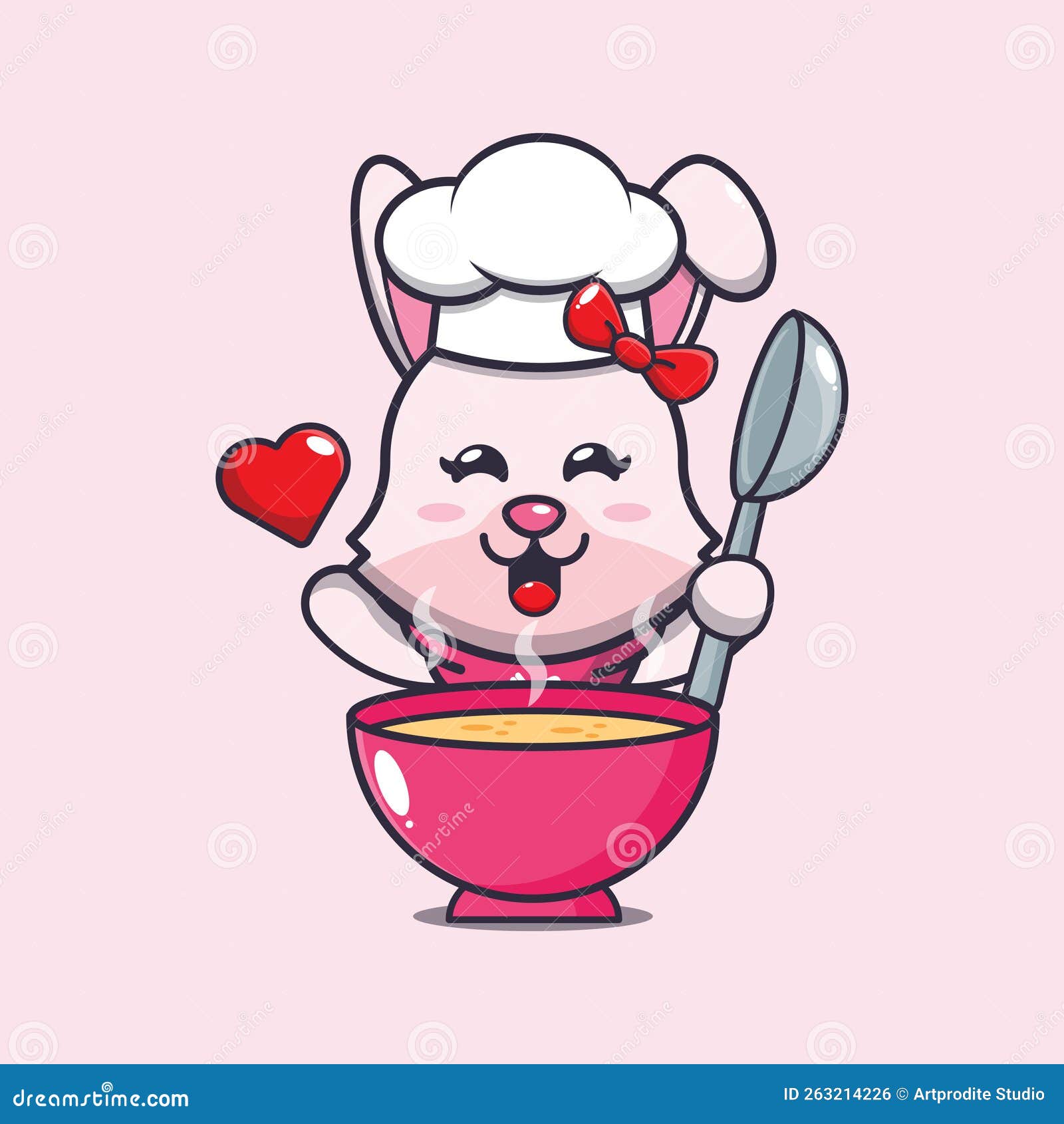 Cute Chef Bunny Mascot Cartoon Character with Soup. Stock Vector ...