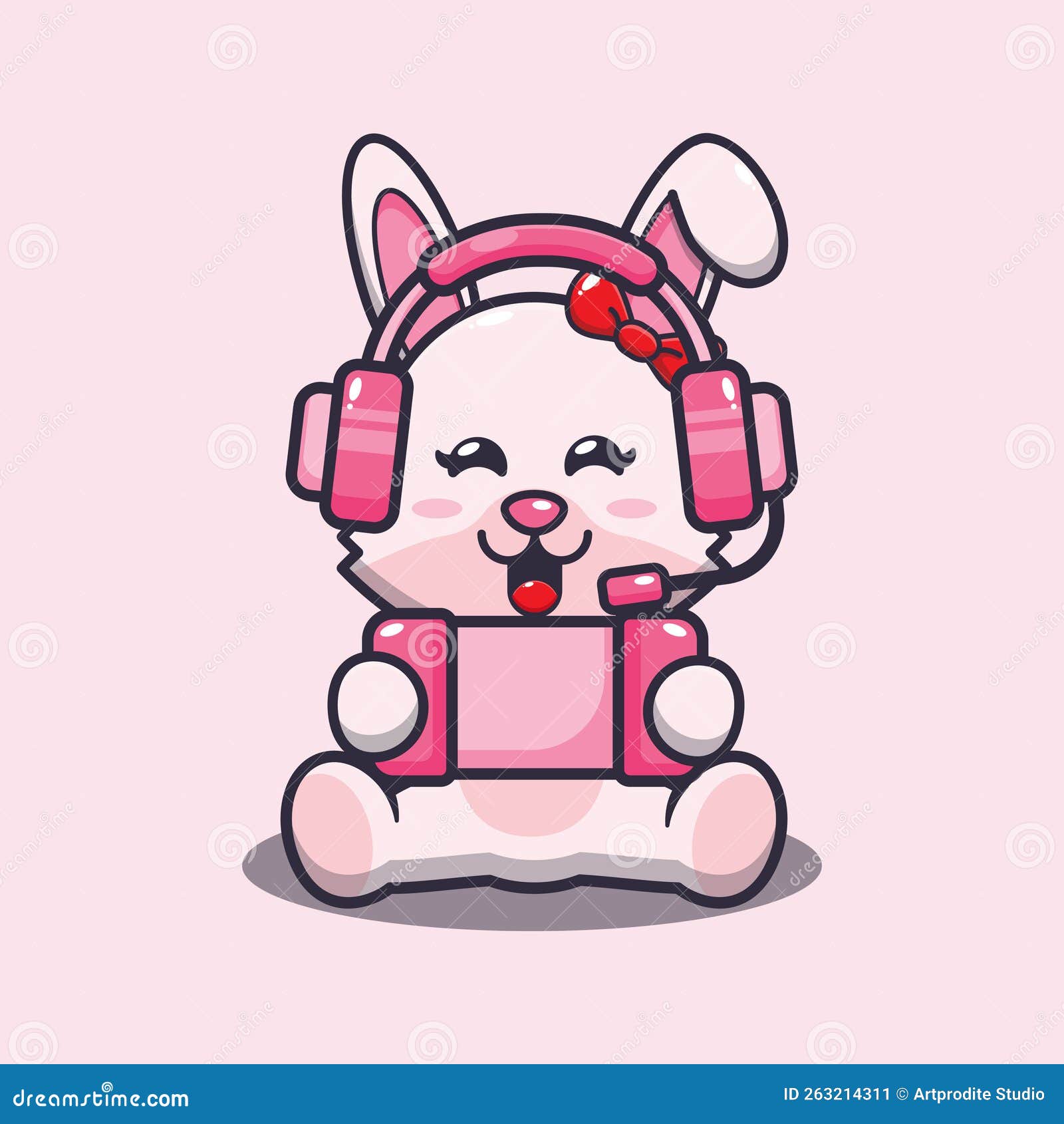 Cute Gaming Bunny. Cute Cartoon Animal Illustration Stock Vector ...