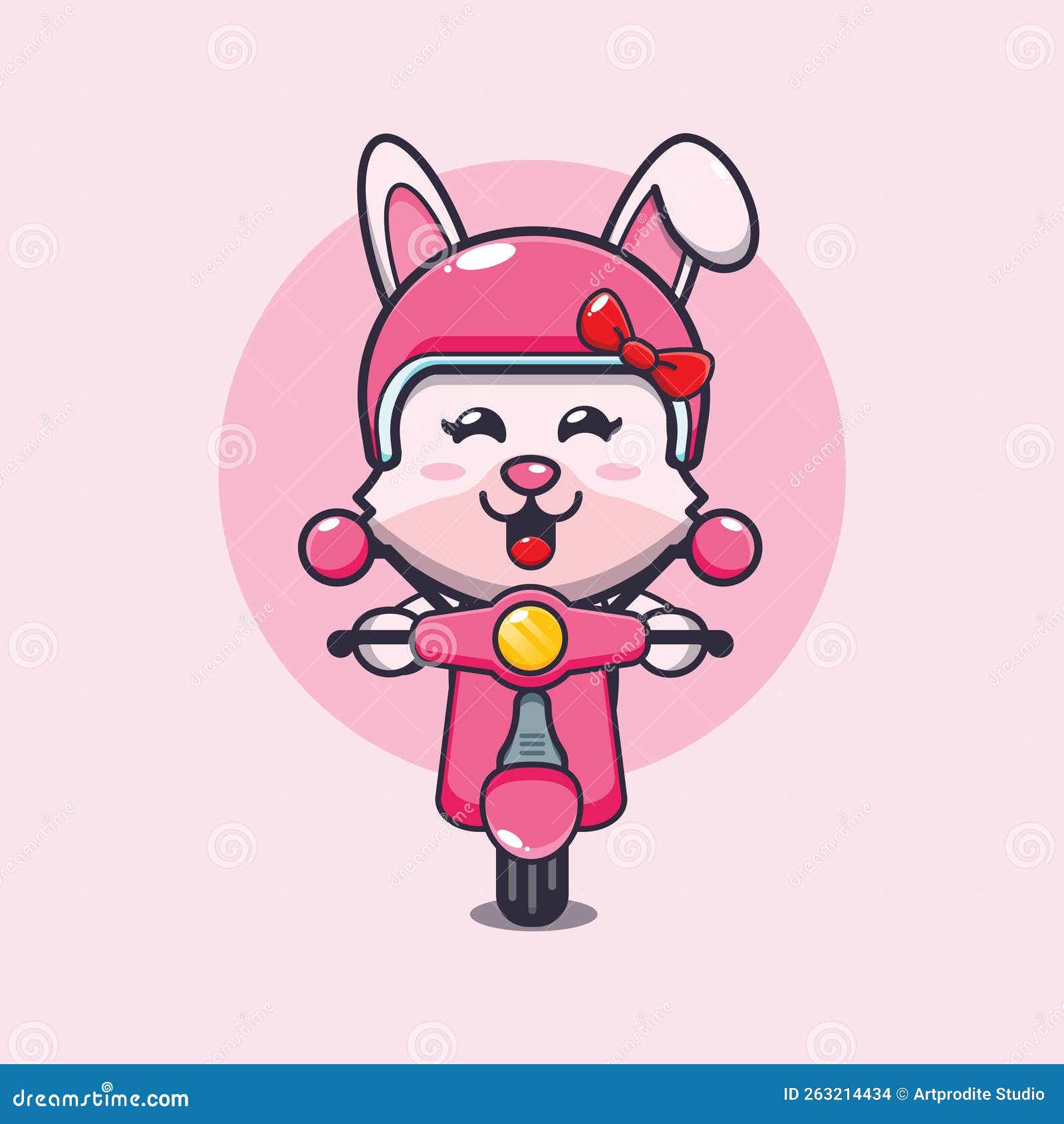 Cute Bunny Mascot Cartoon Character Ride on Scooter. Stock Vector ...
