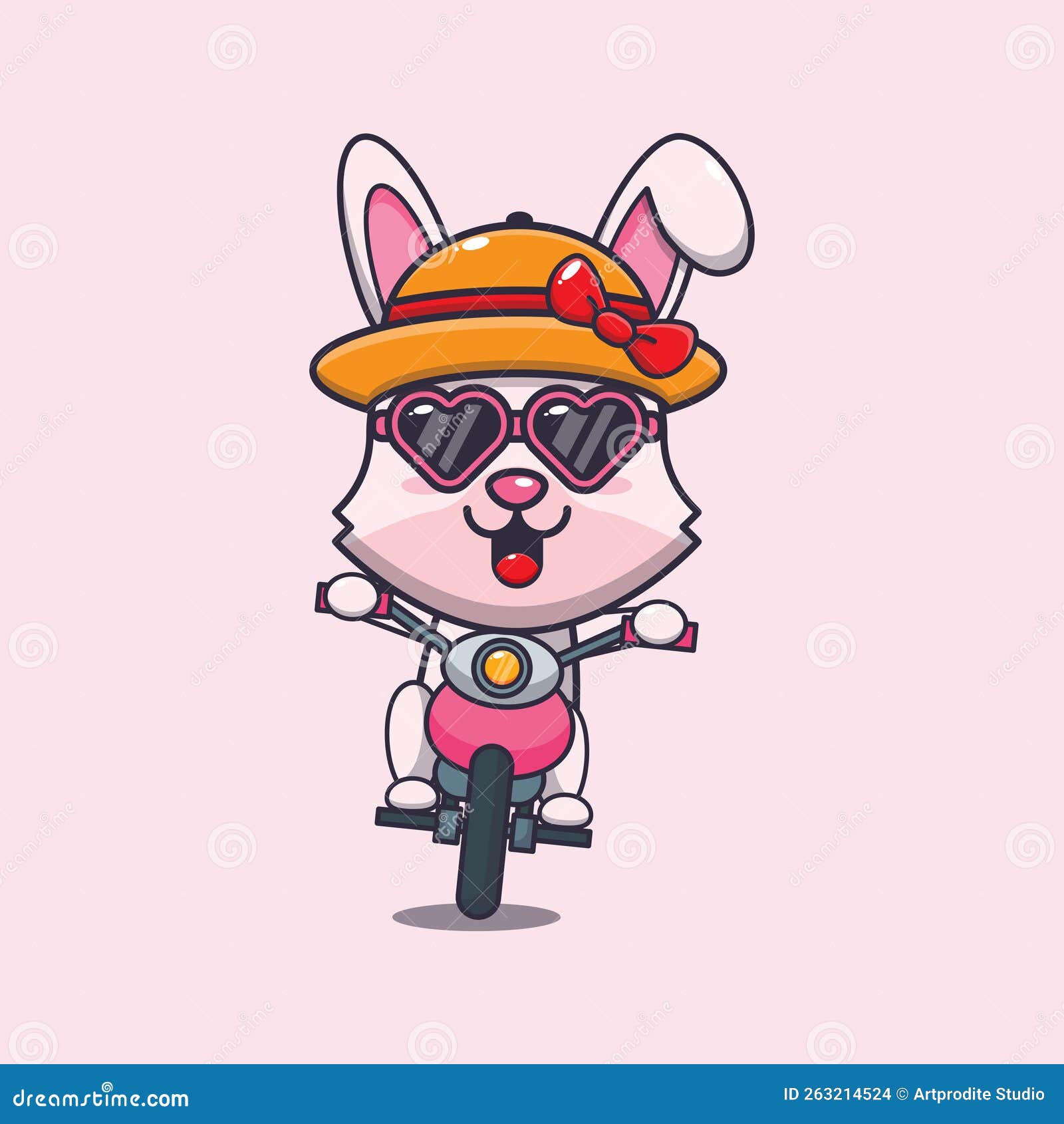 Cool Bunny Cartoon Mascot Character in Sunglasses Ride Motorcycle in ...