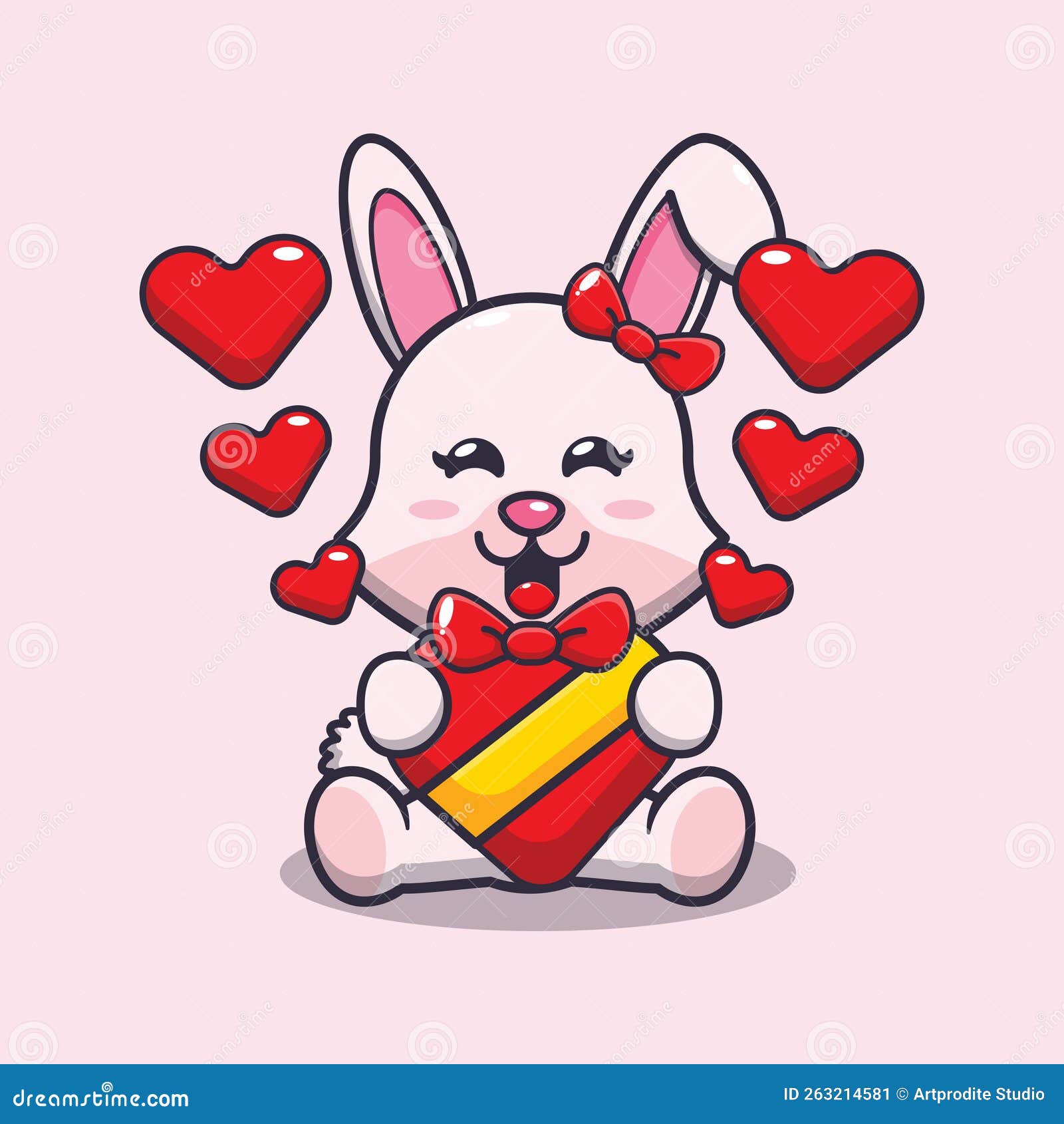 Cute Bunny Cartoon Character Holding Love Heart. Stock Vector ...