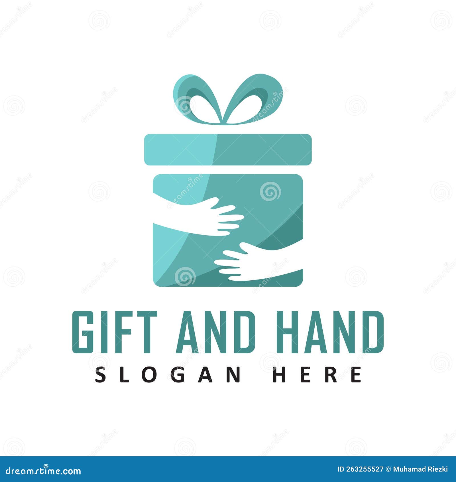 Gift Box Logo Style Hand Holding a Gift Box. Flat Icon Vector ...