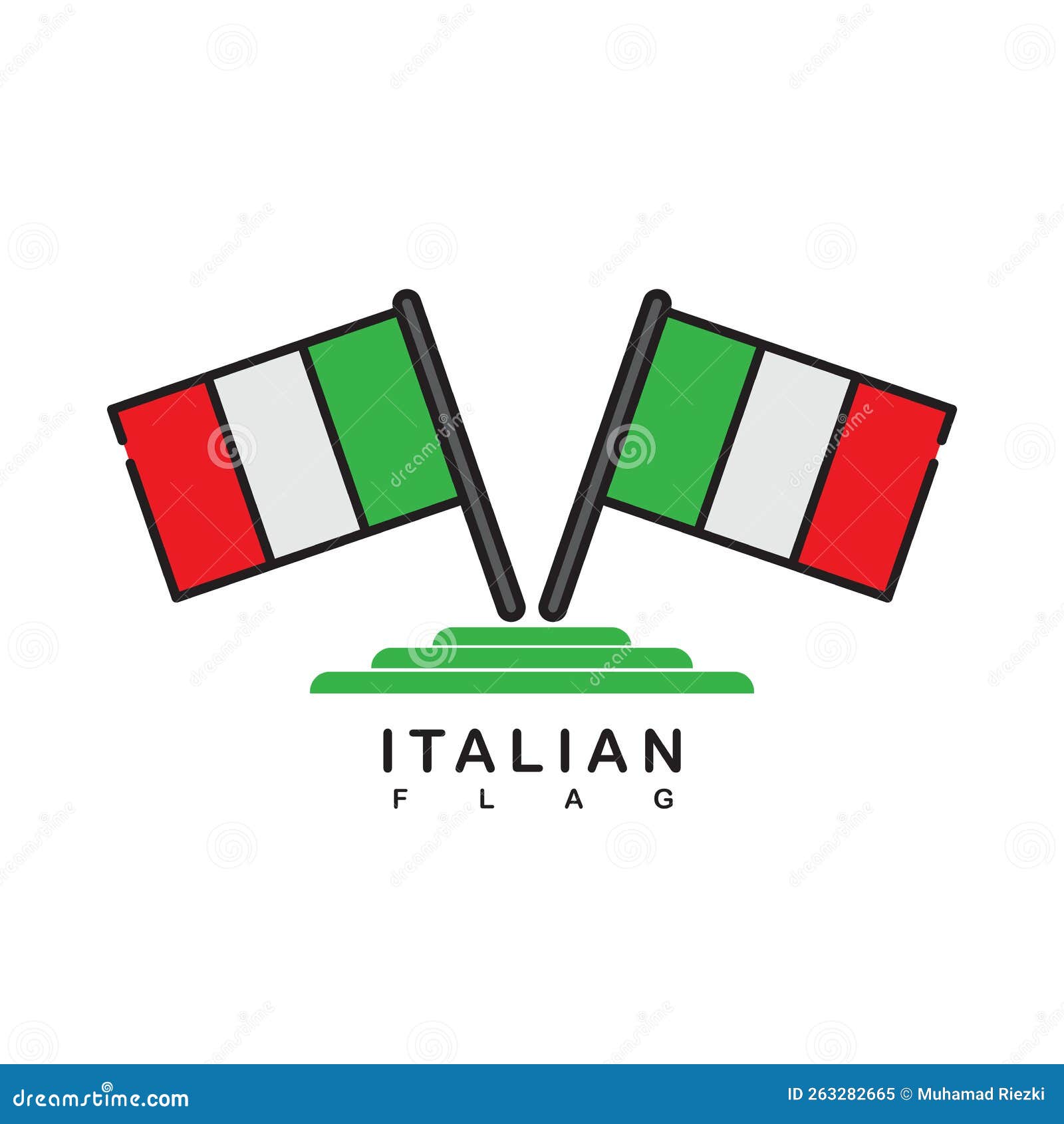 Italian Flag Design Icon in Flat Style. Vector Illustration Stock ...