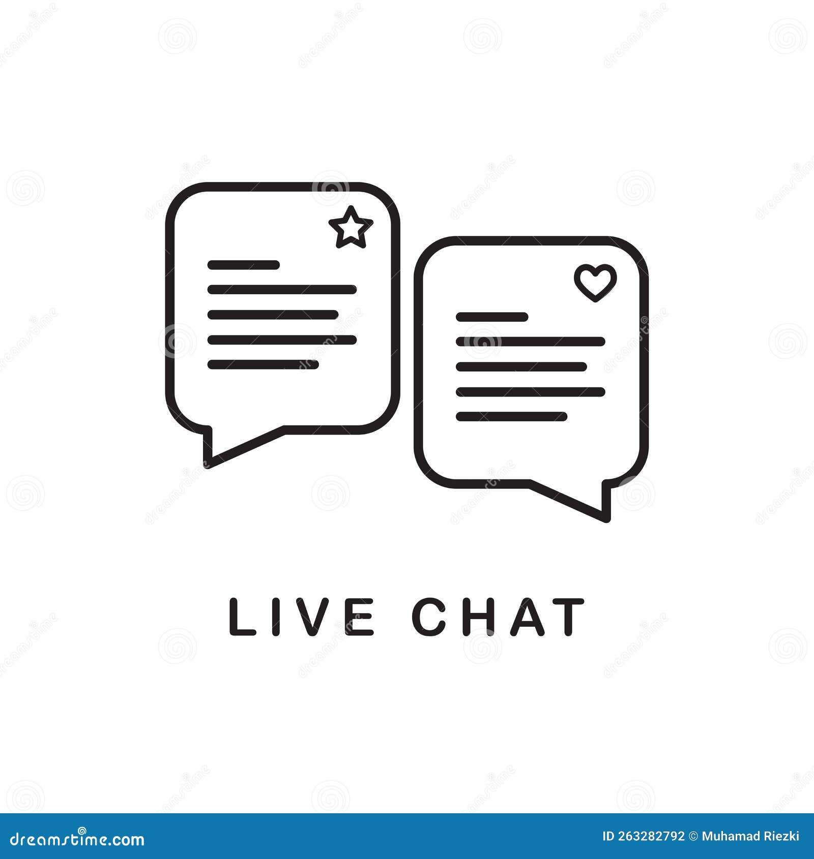 Flat Speech Bubble Icon. Chat Icon with Star and Heart in Line Style ...