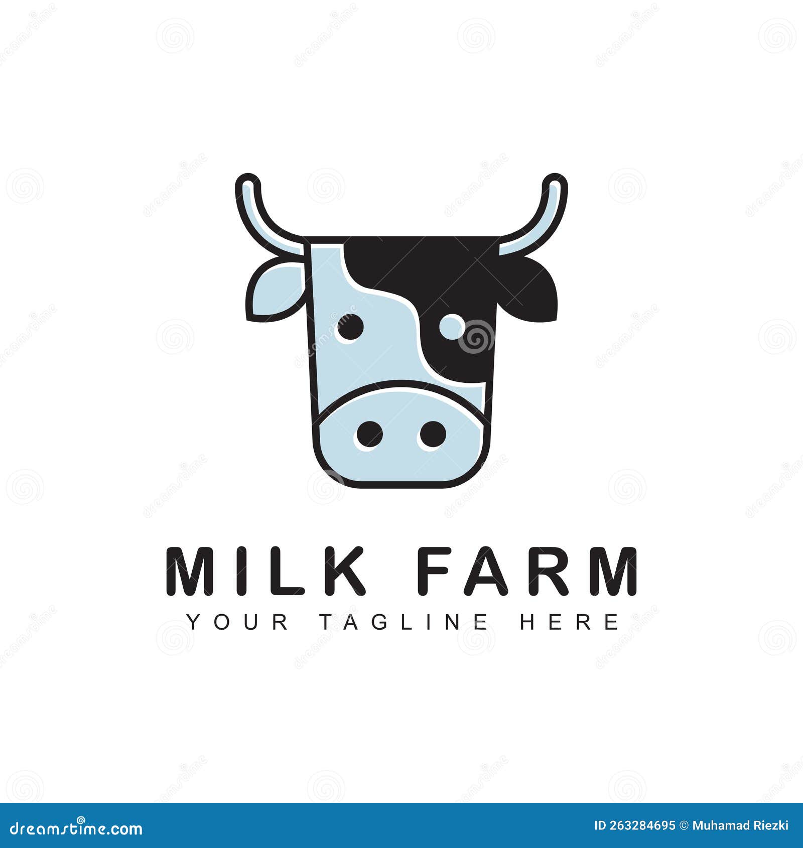 Milk Logo. Flat Design With Cute Cow Face. For Labels, Stickers, Logos ...
