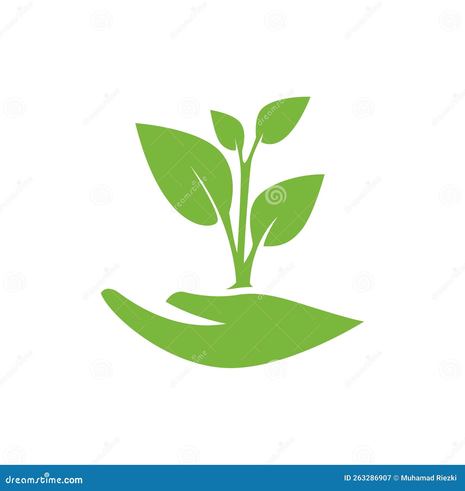 Leaf and Hand Icon in Green Color. Elmen Logo Take Care of Plants ...