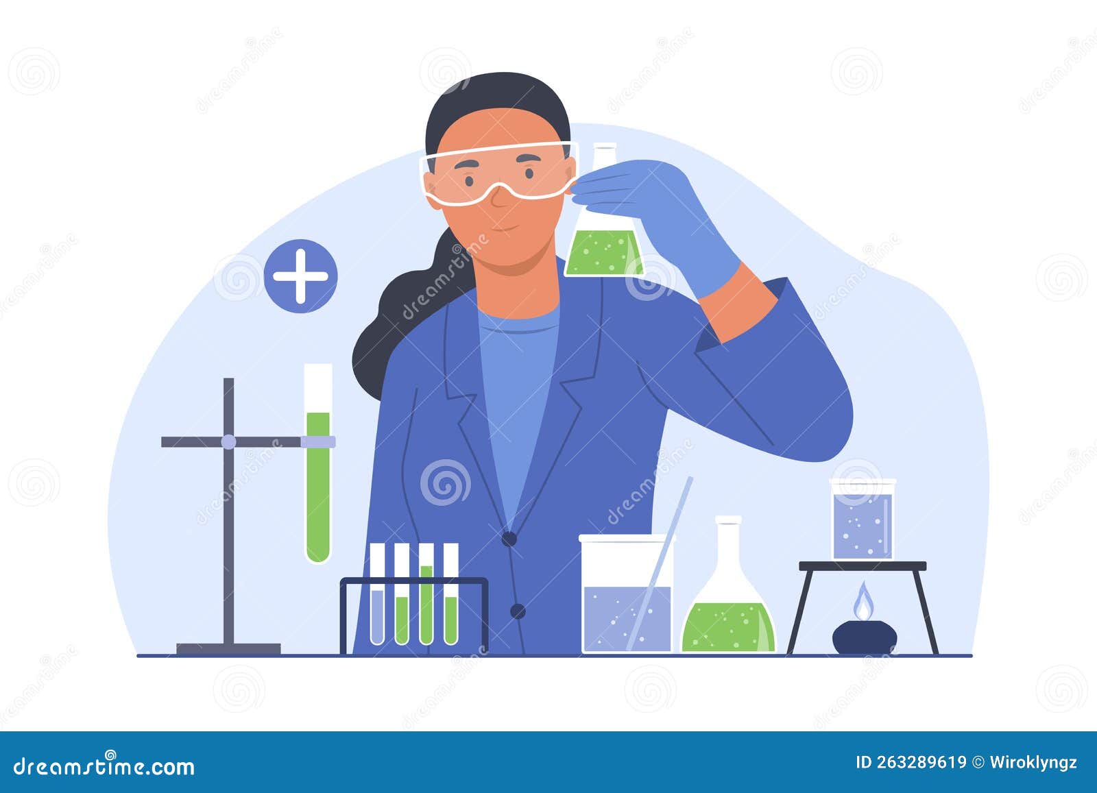 Scientist Testing And Checking In Lab Room On Watercolor Illustration ...