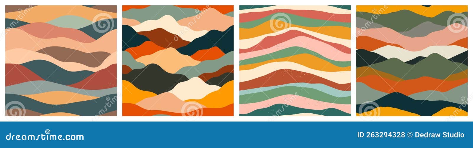 Colorful Mountain Landscape Seamless Pattern Set Stock Vector ...