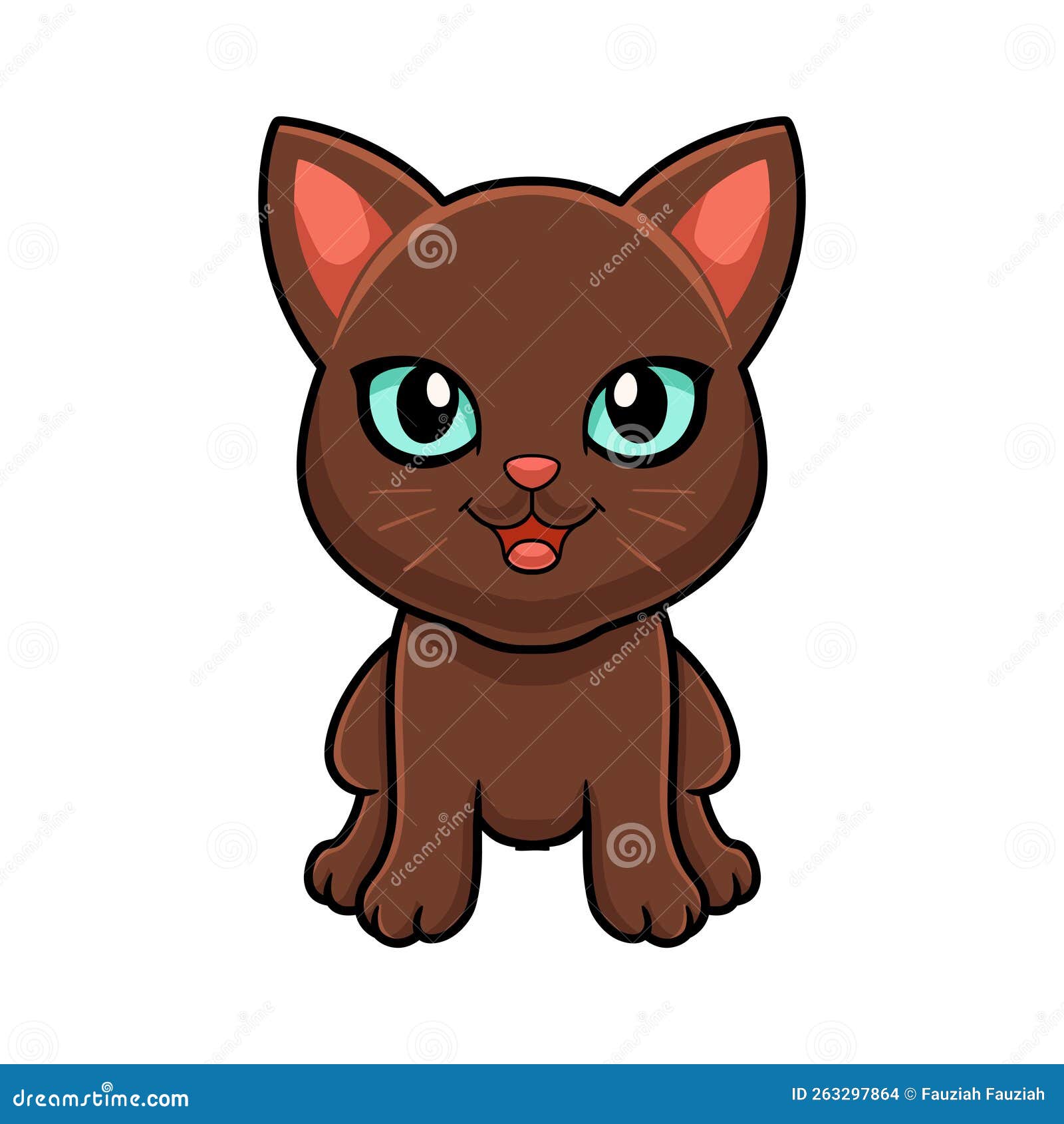 Cute Havana Brown Cat Cartoon Stock Vector - Illustration of pedigree ...