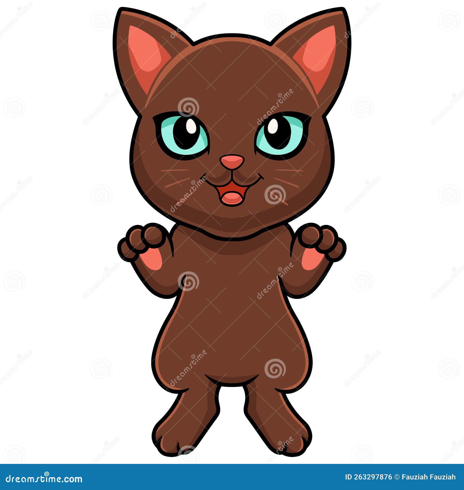 Cute Havana Brown Cat Cartoon Stock Vector - Illustration of feline ...