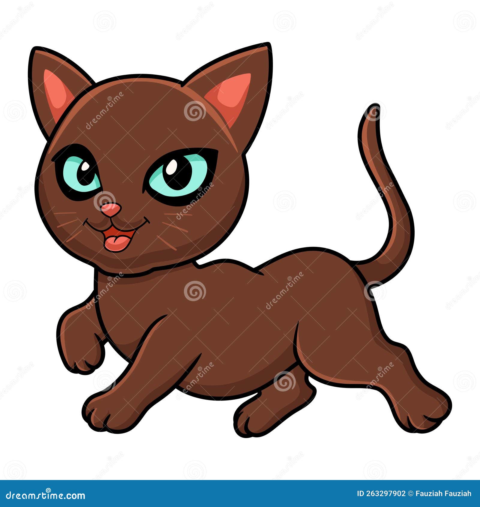 Cute Havana Brown Cat Cartoon Stock Vector - Illustration of character ...