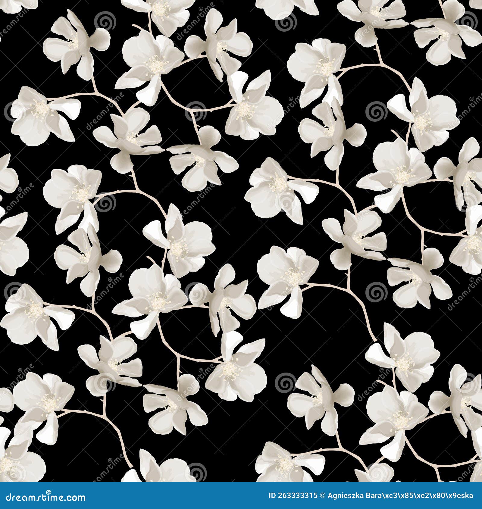 Modern Ivory Floral Vector Seamless Pattern. Stock Vector ...