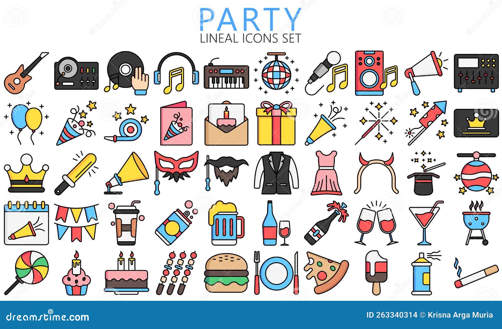 Simple Set of Party Related Vector Line Icons Stock Vector ...