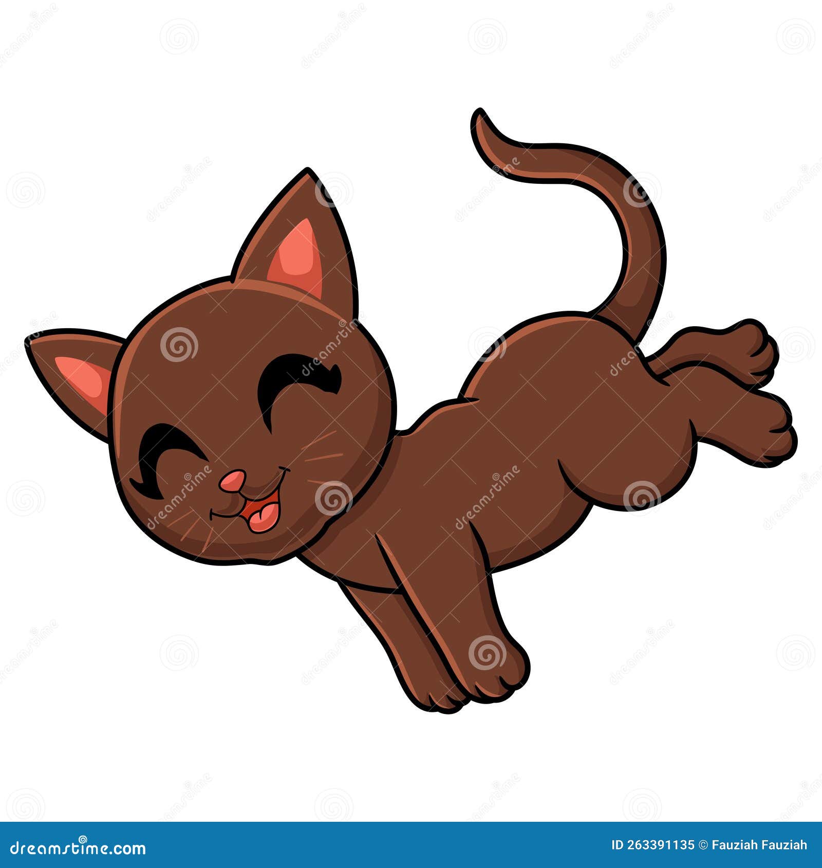 Cute Havana Brown Cat Cartoon Stock Vector - Illustration of little ...