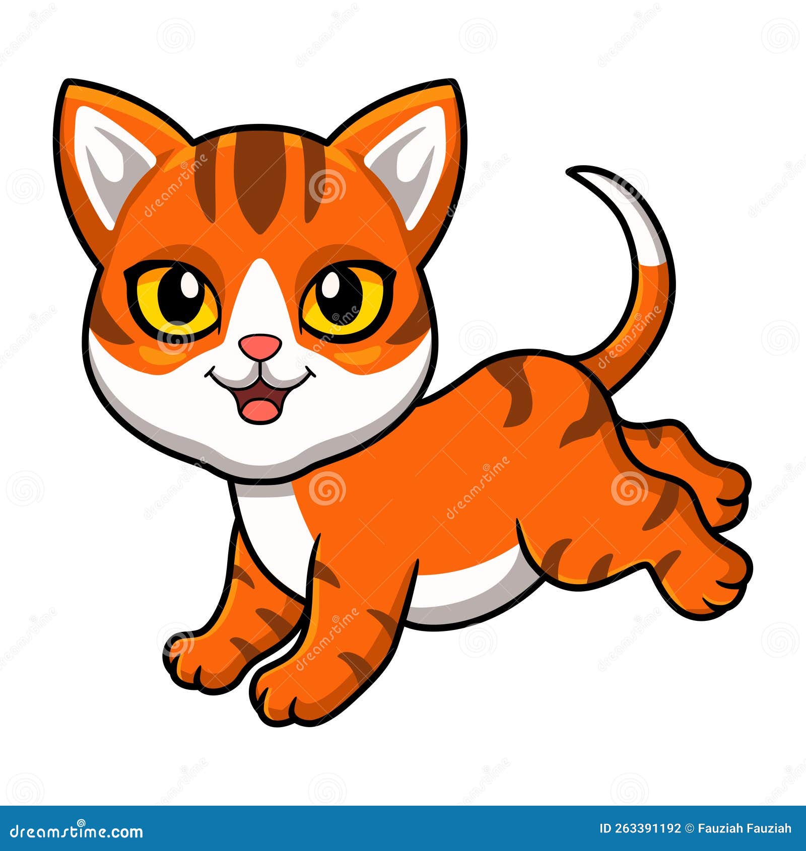 Cute Orange Tabby Cat Cartoon Stock Vector - Illustration of little ...