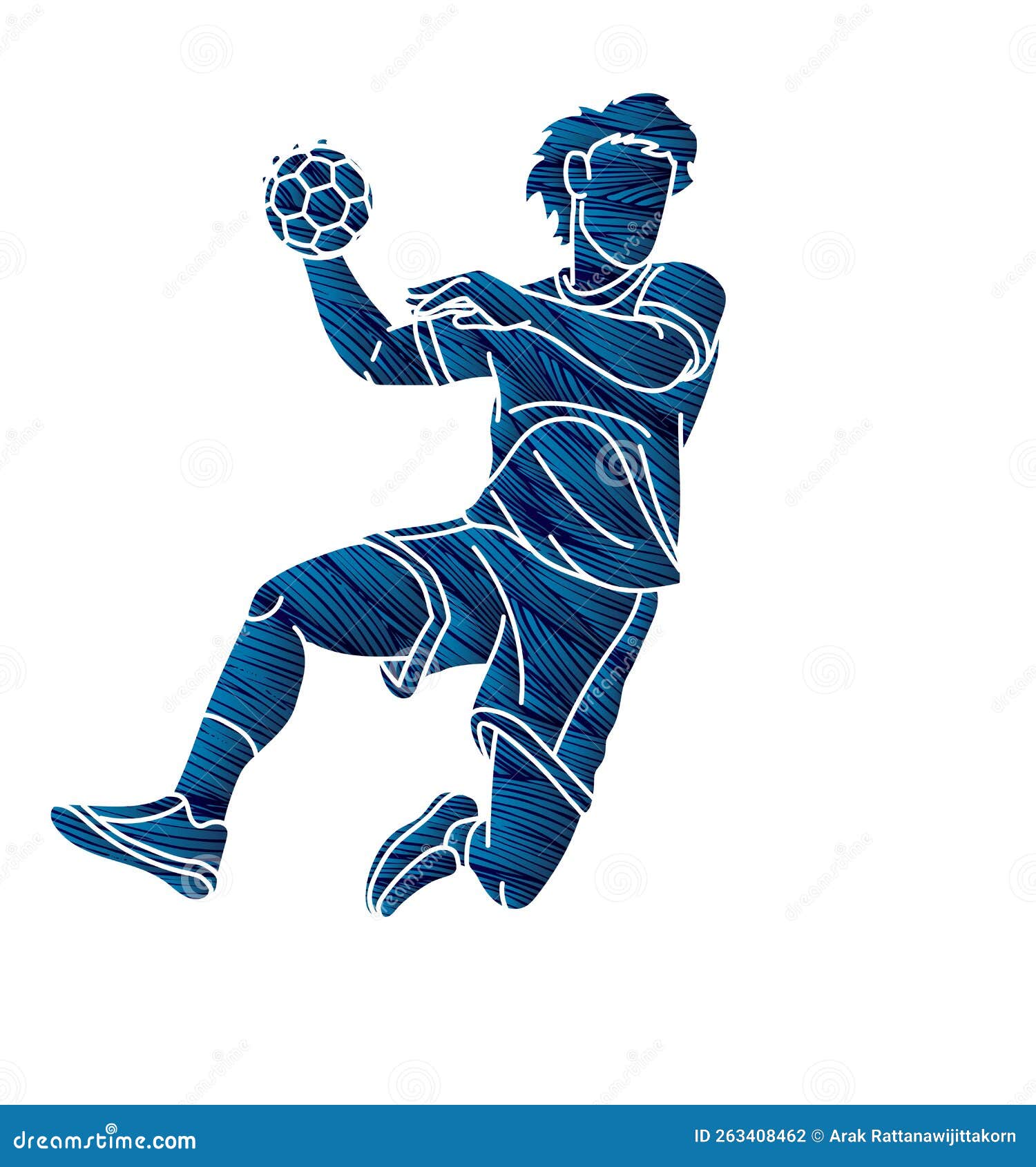 Handball Sport Male Player Action Cartoon Graphic Vector Stock Vector ...