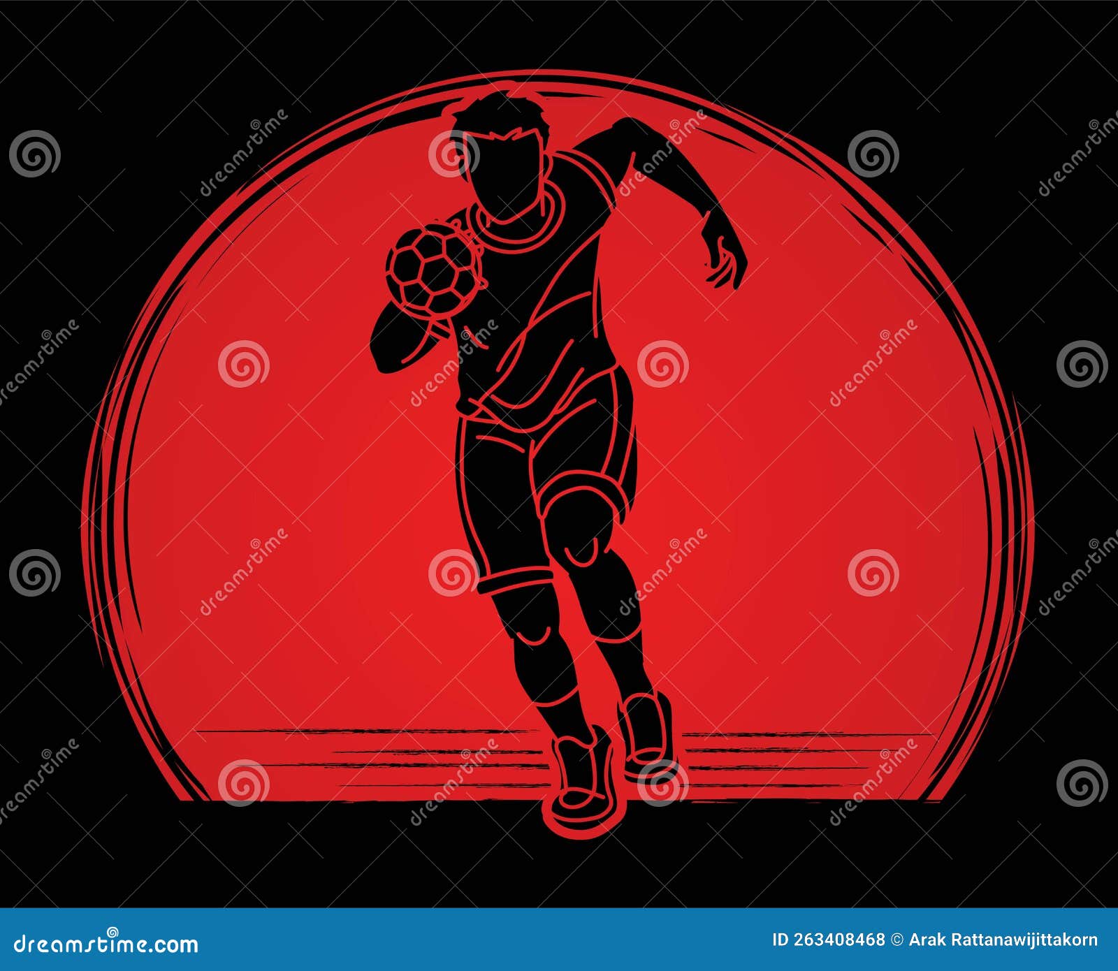 Handball Sport Male Player Action Cartoon Graphic Vector Stock Vector ...