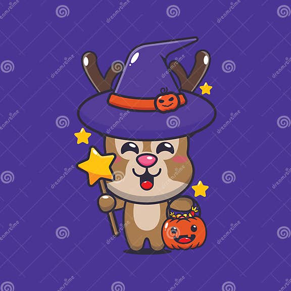 Witch Deer in Halloween Day. Stock Vector - Illustration of antler ...