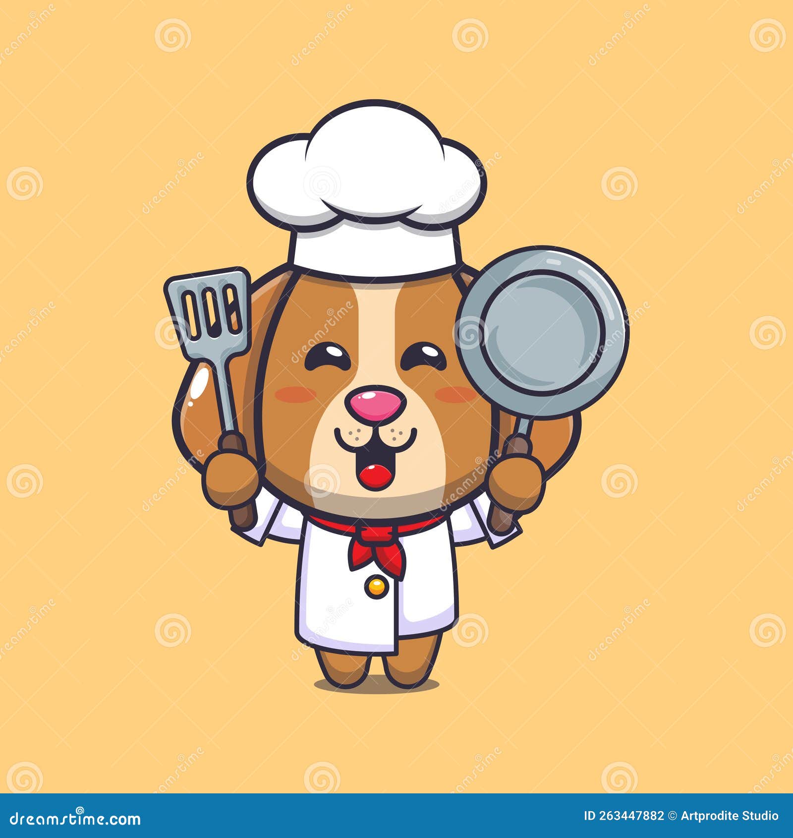 Cute Chef Dog Mascot Cartoon Character. Stock Vector - Illustration of ...