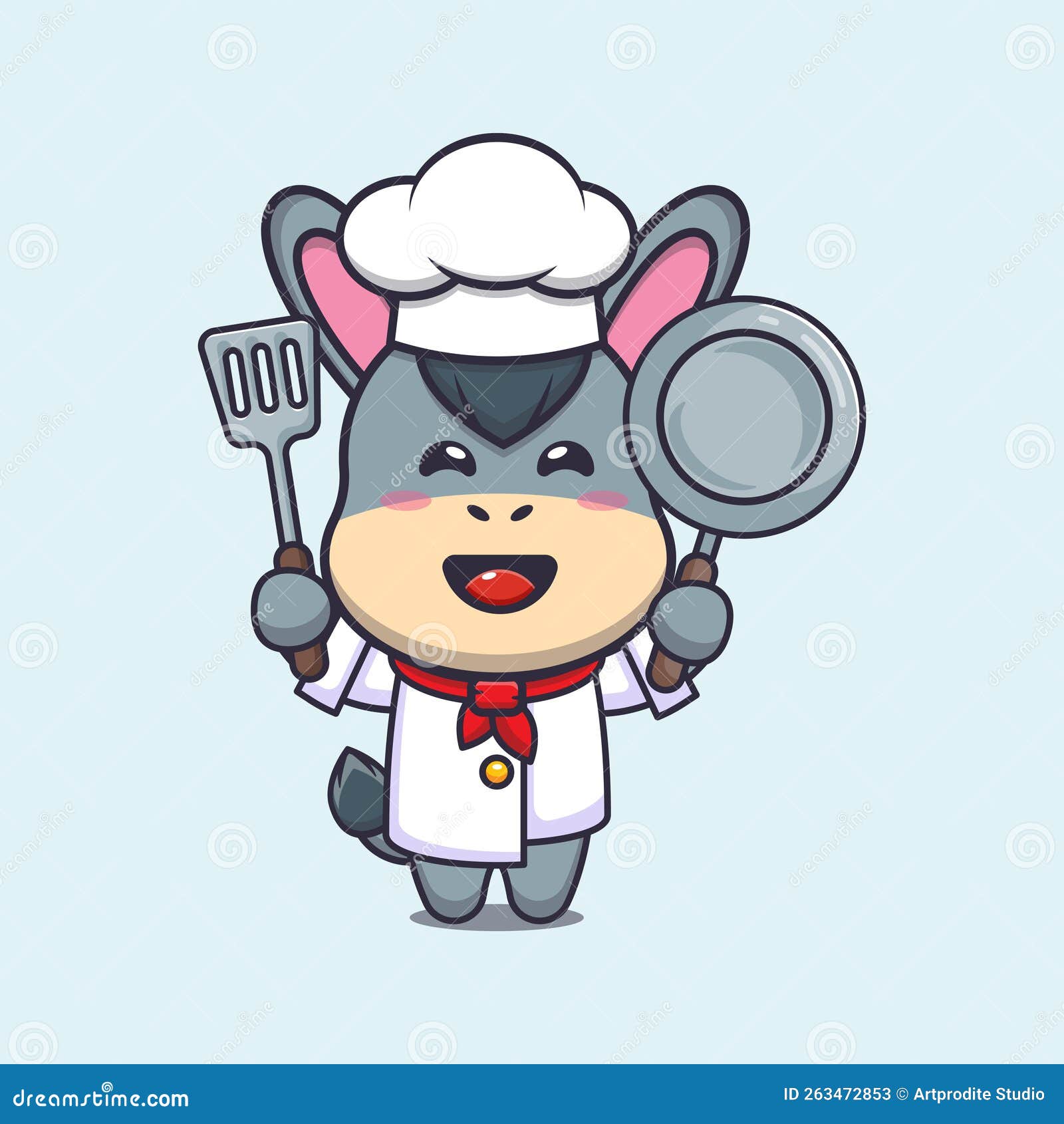 Cute Chef Donkey Mascot Cartoon Character. Stock Vector - Illustration ...