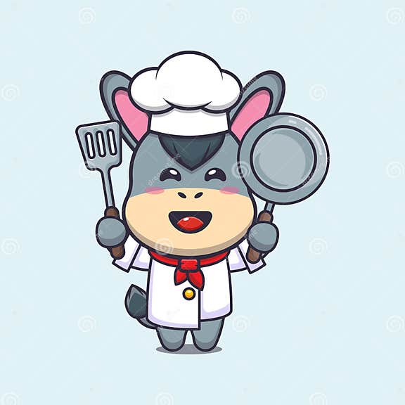 Cute Chef Donkey Mascot Cartoon Character. Stock Vector - Illustration ...