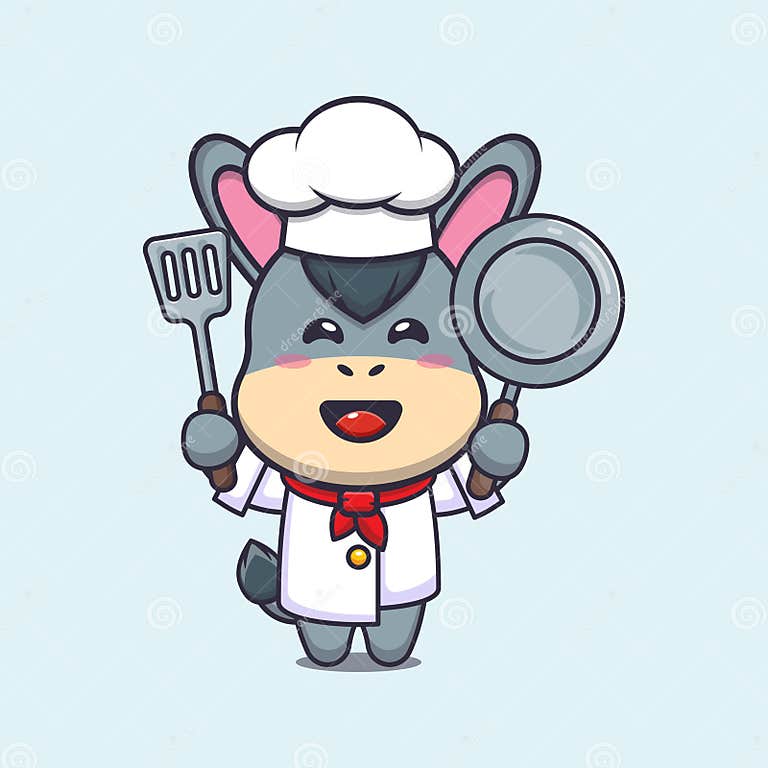 Cute Chef Donkey Mascot Cartoon Character. Stock Vector - Illustration ...