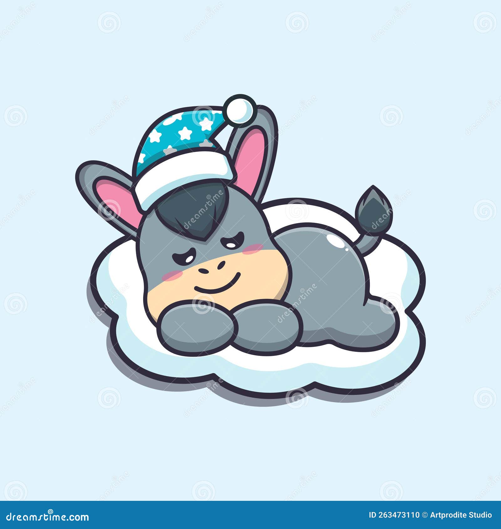 Cute Donkey Sleep Cartoon Vector Illustration Stock Vector ...