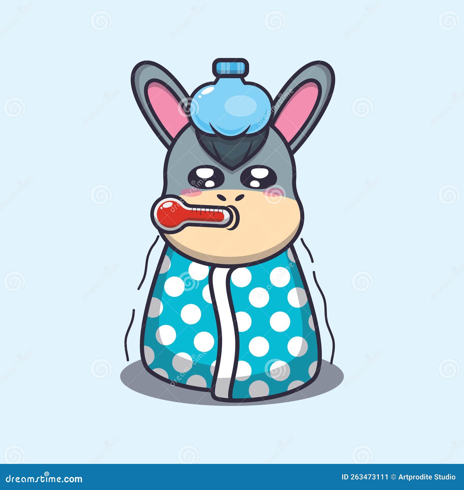 Cute Donkey is Sick Cartoon Vector Illustration. Stock Vector ...