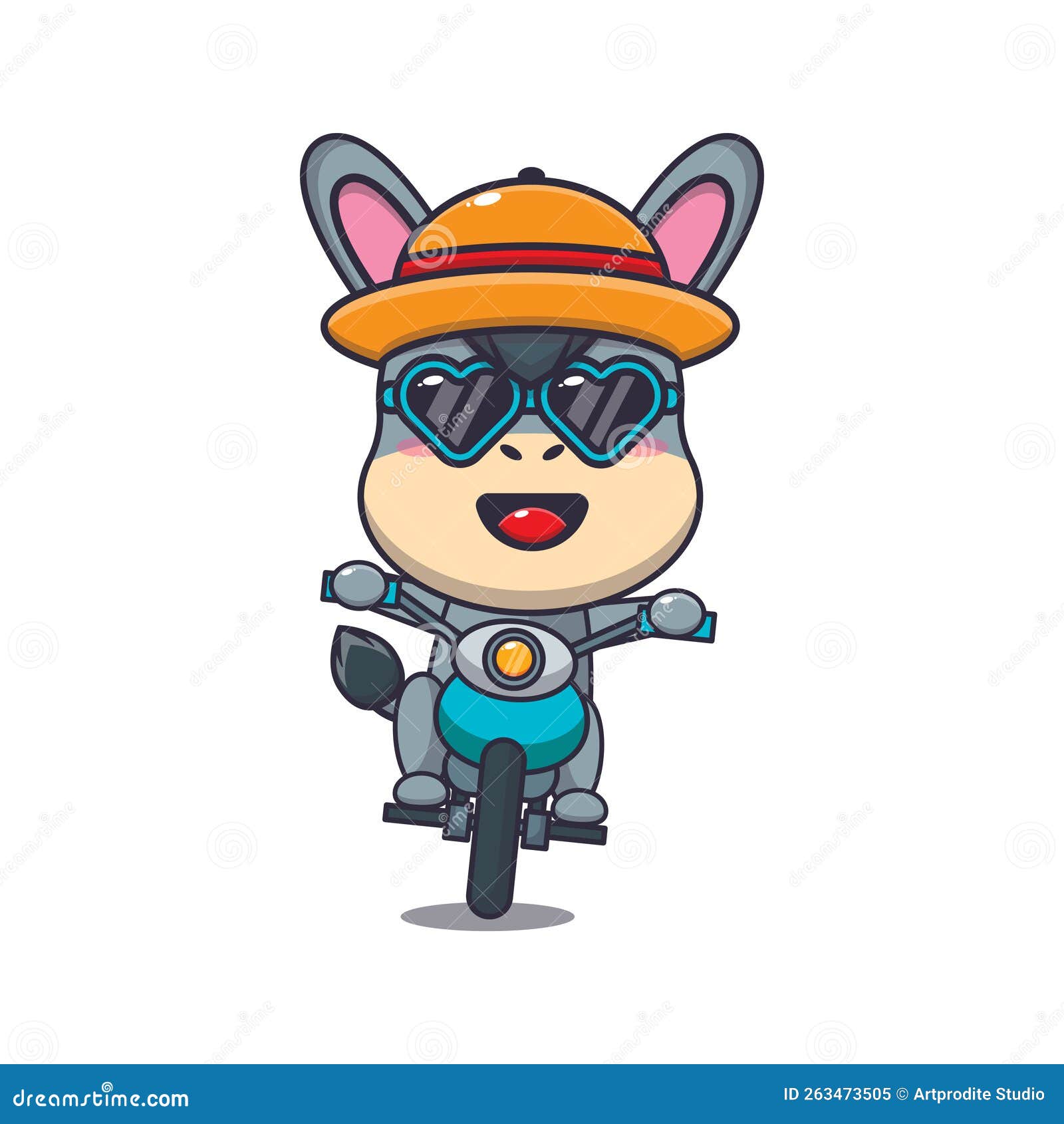 Cool Donkey with Sunglasses Riding a Motorcycle in Summer Day. Stock ...