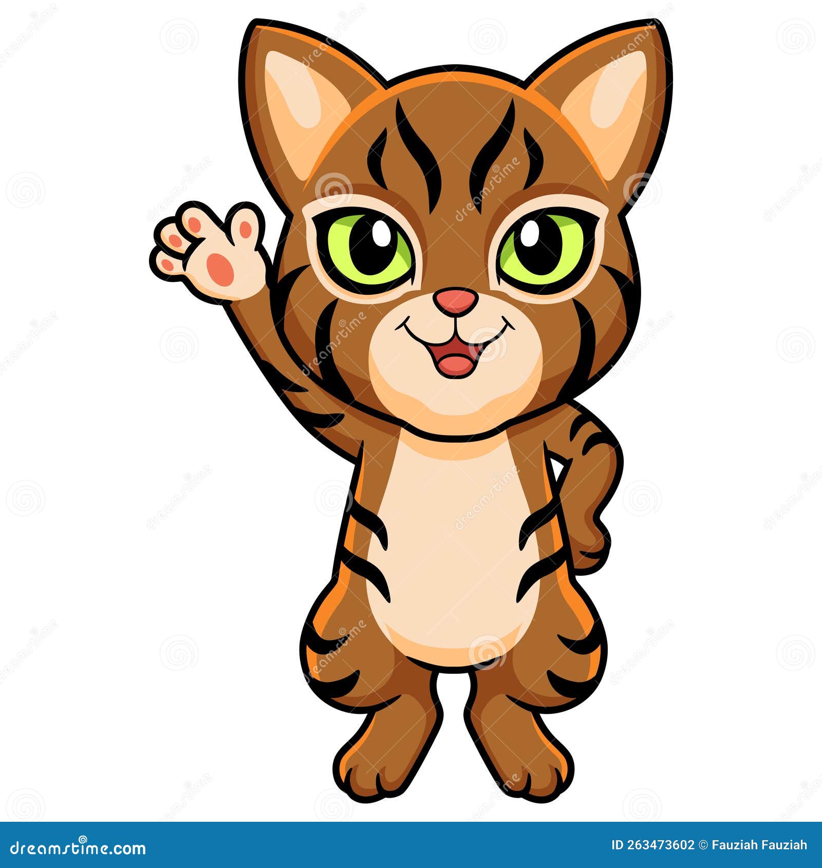 Cute Pixie Bob Cat Cartoon Waving Hand Stock Vector - Illustration of ...