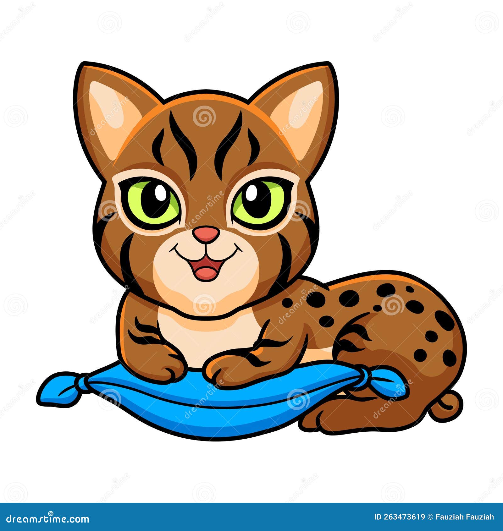 Cute Pixie Bob Cat Cartoon on the Pillow Stock Vector - Illustration of ...