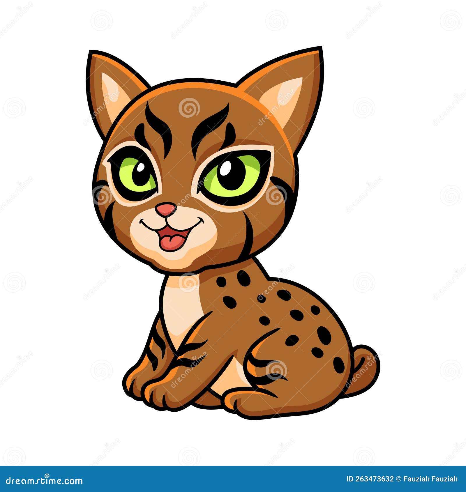 Cute pixie bob cat cartoon stock vector. Illustration of breed - 263473632