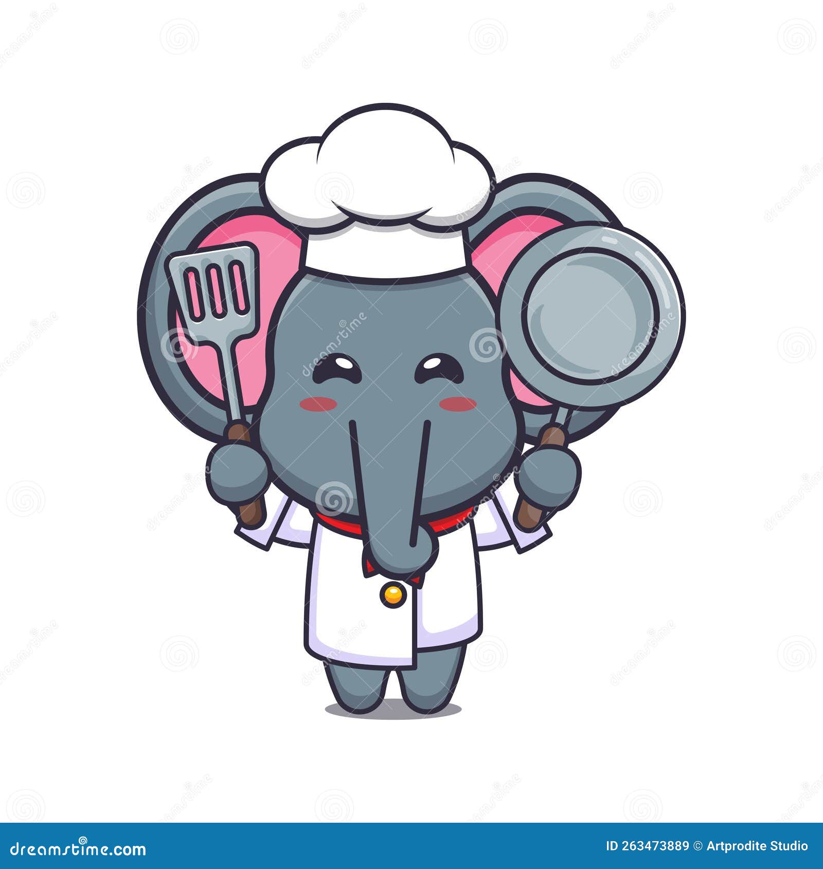Cute Chef Elephant Mascot Cartoon Character. Stock Vector ...