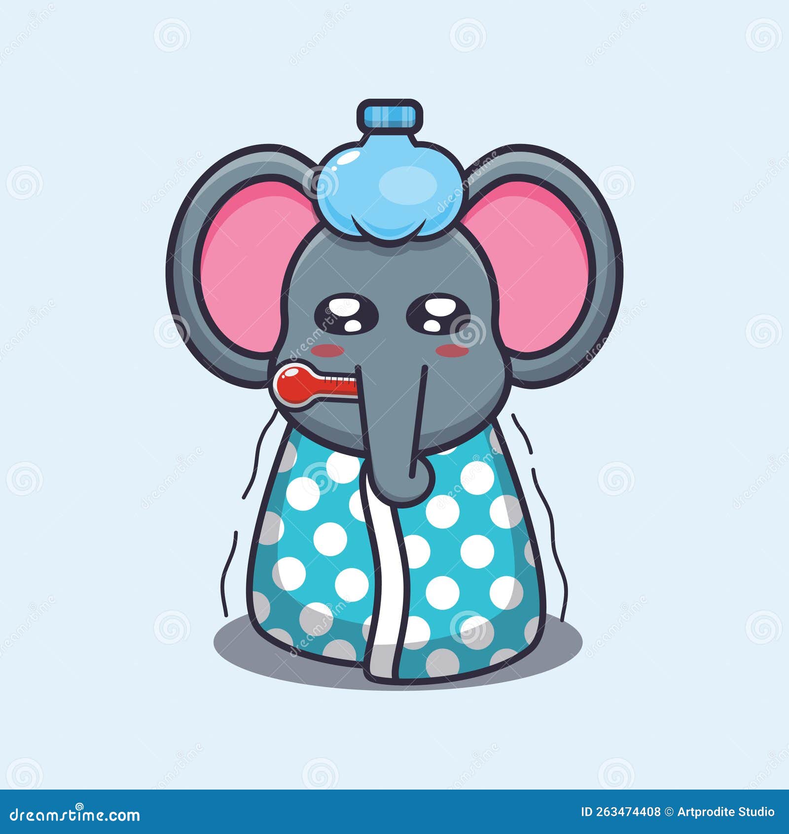 Cute Elephant is Sick Cartoon Vector Illustration. Stock Vector ...
