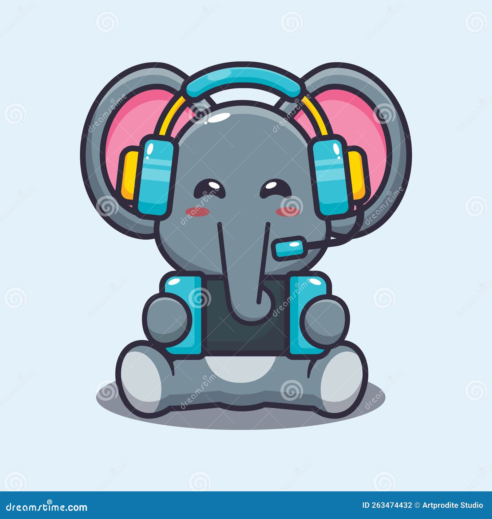 Cute Elephant Playing a Game Cartoon Vector Illustration. Stock Vector ...