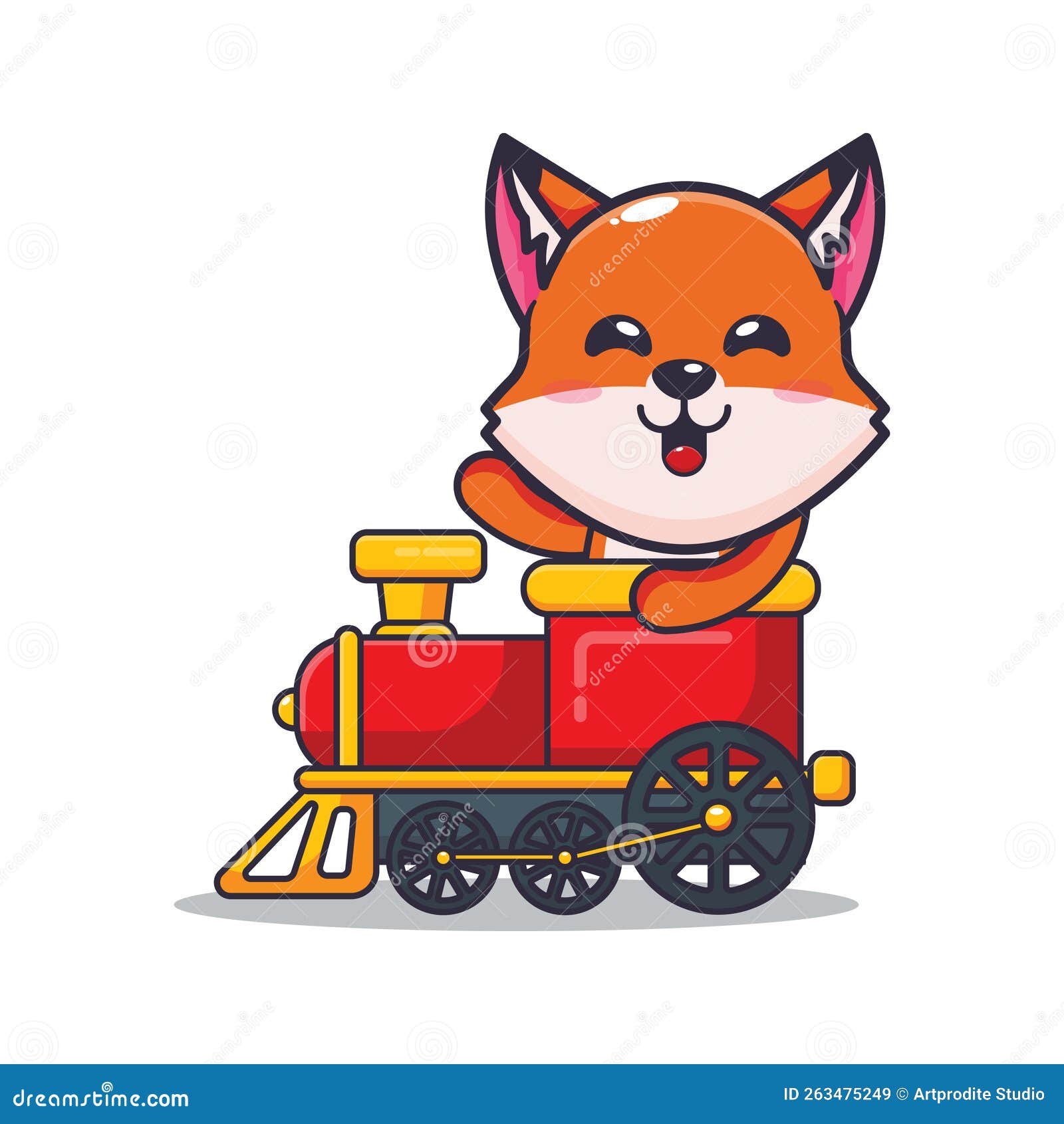 Cute Fox Mascot Cartoon Character Ride on Train. Stock Vector ...